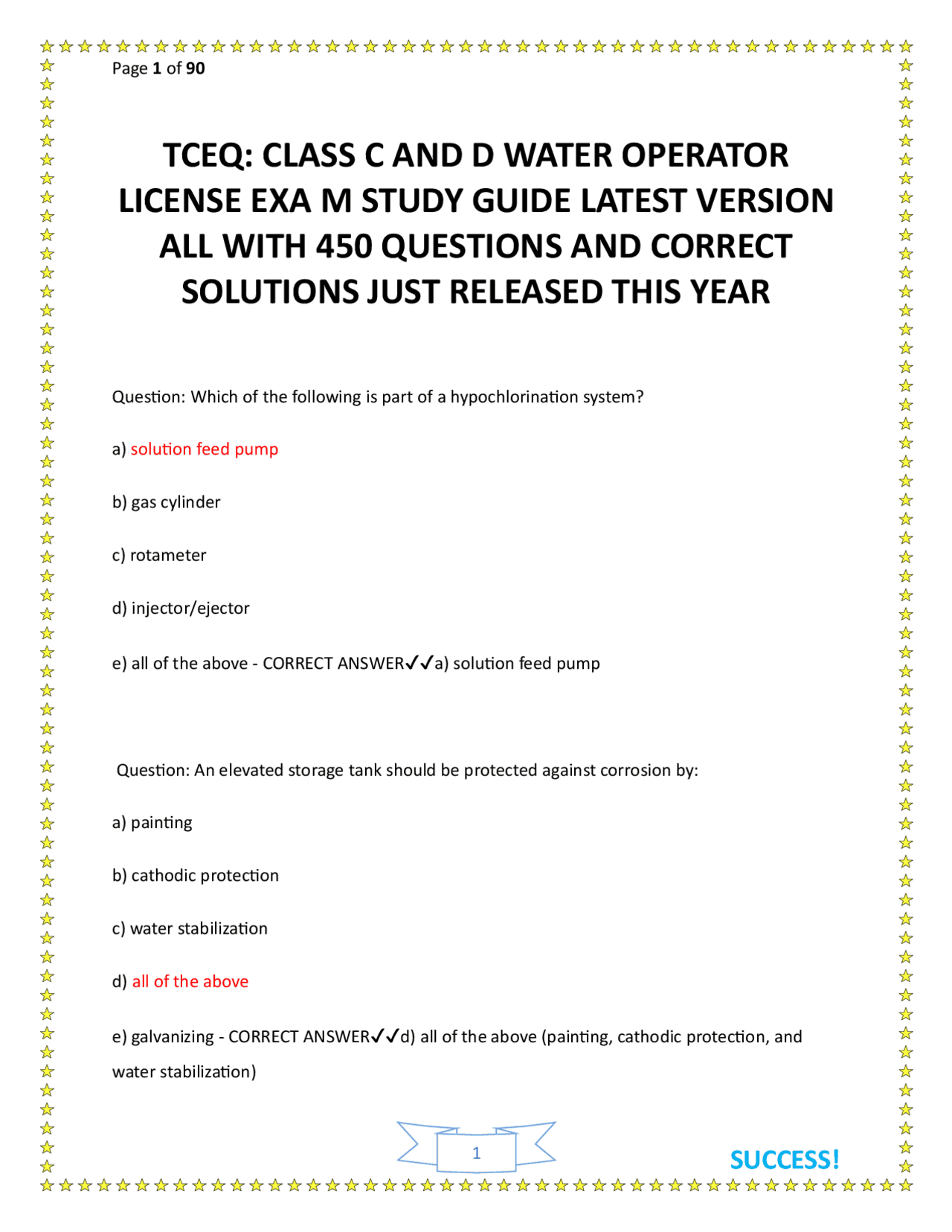 TCEQ Class C and D Water Operator License Exam Study Guide: Questions ...