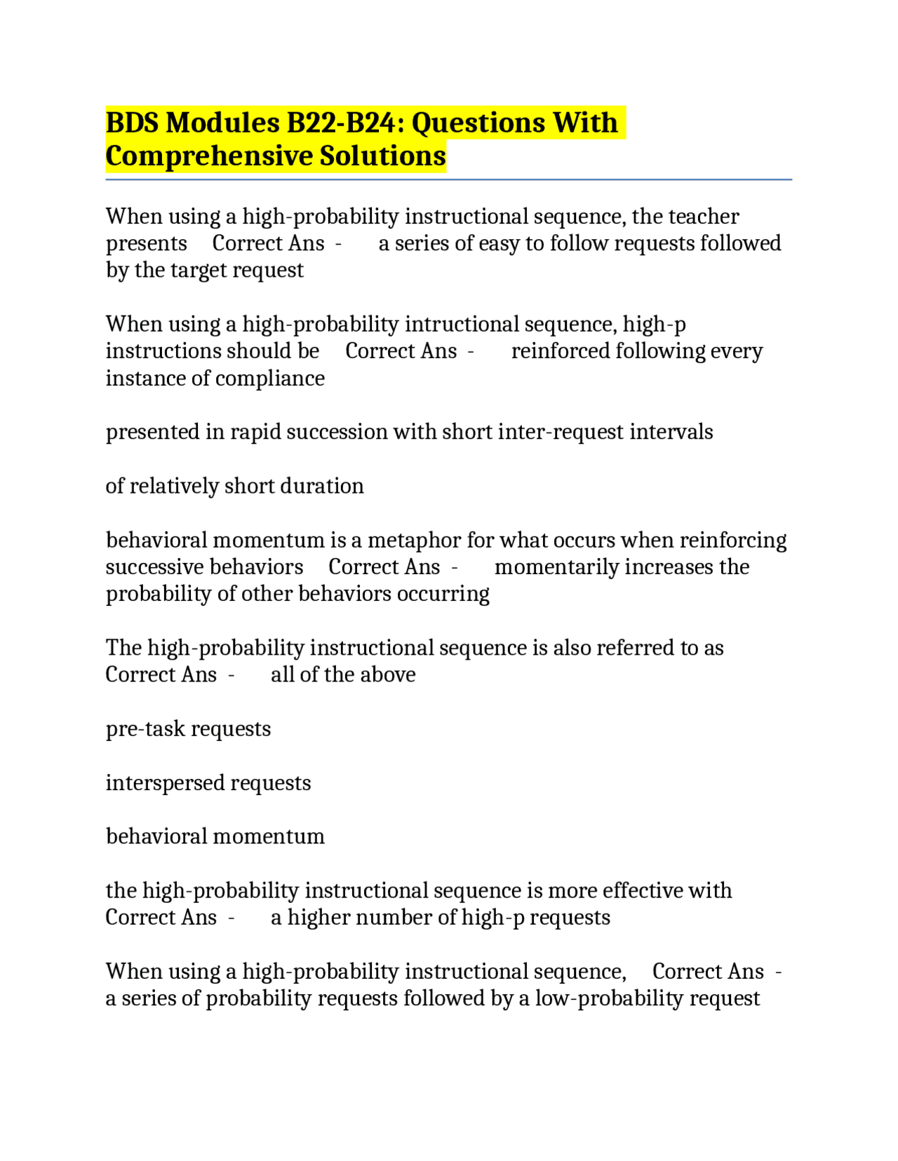 Behavioral Psychology: High-Probability Instructional Sequence and ...