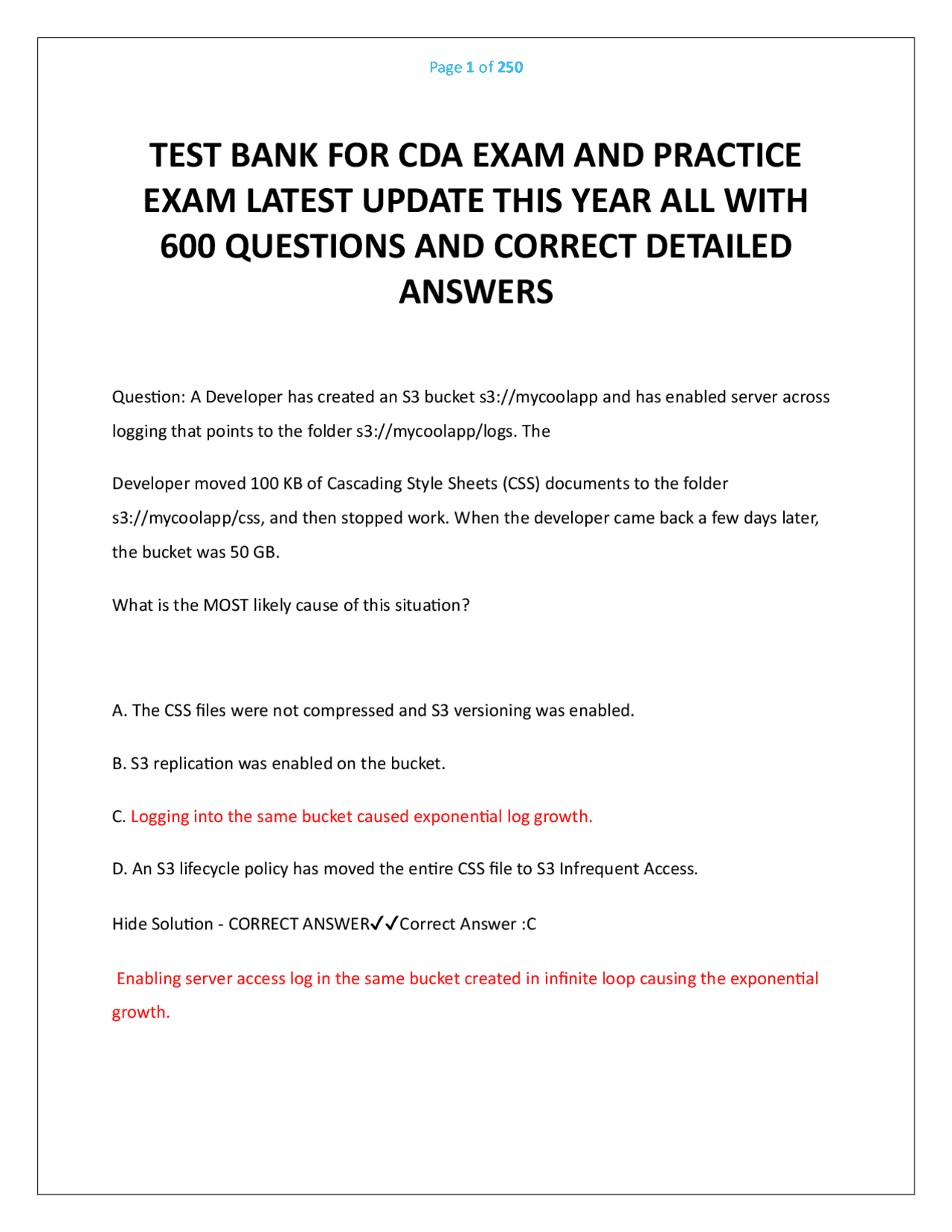 TEST BANK FOR CDA EXAM AND PRACTICE EXAM LATEST UPDATE THIS YEAR ALL ...