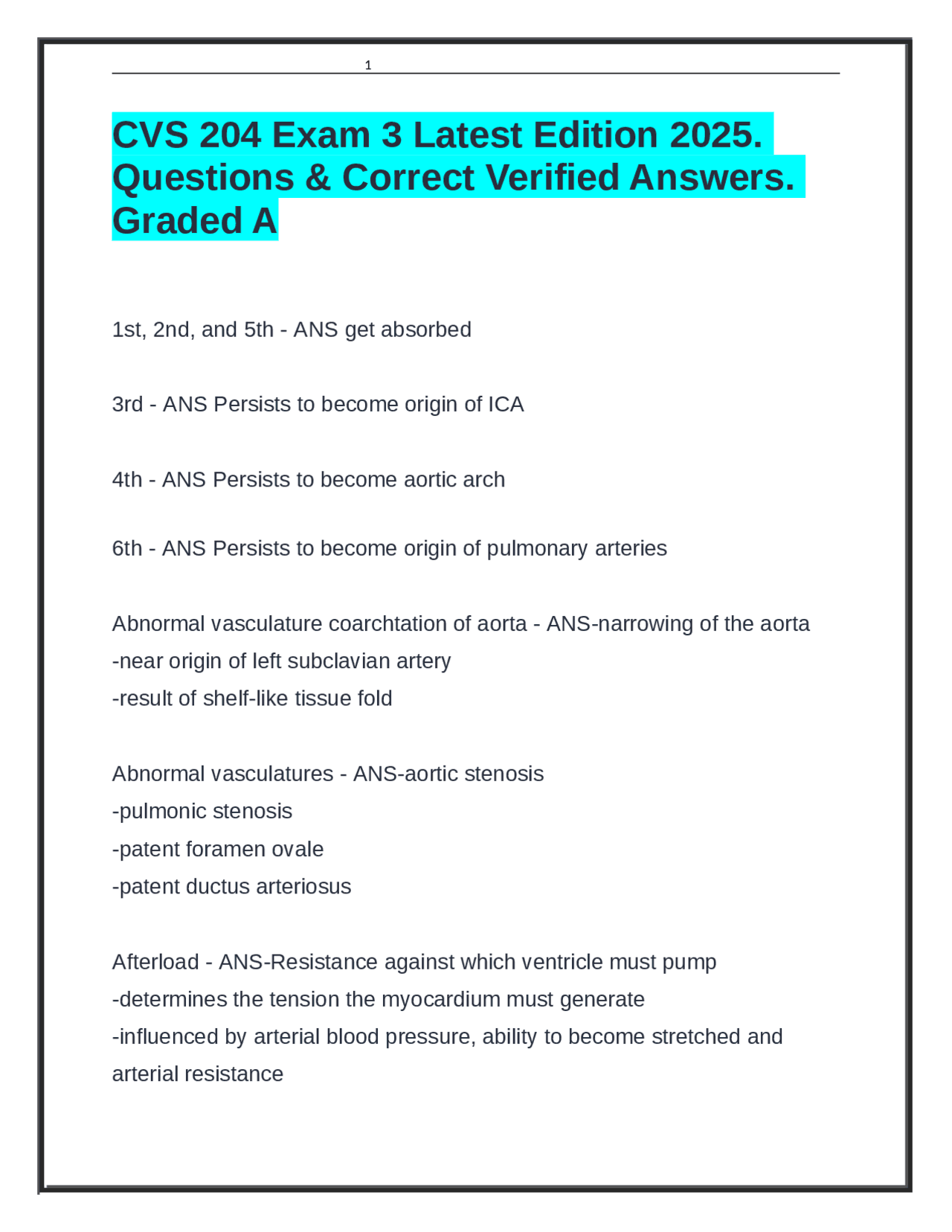CVS 204 Exam 3 Latest Edition 2025. Questions & Correct Verified ...