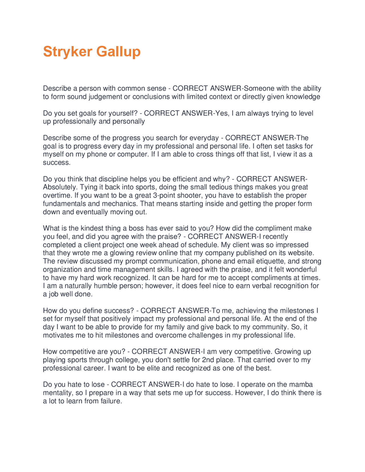 Stryker Gallup Questions With 100% Correct Answers. | Exams Advanced ...