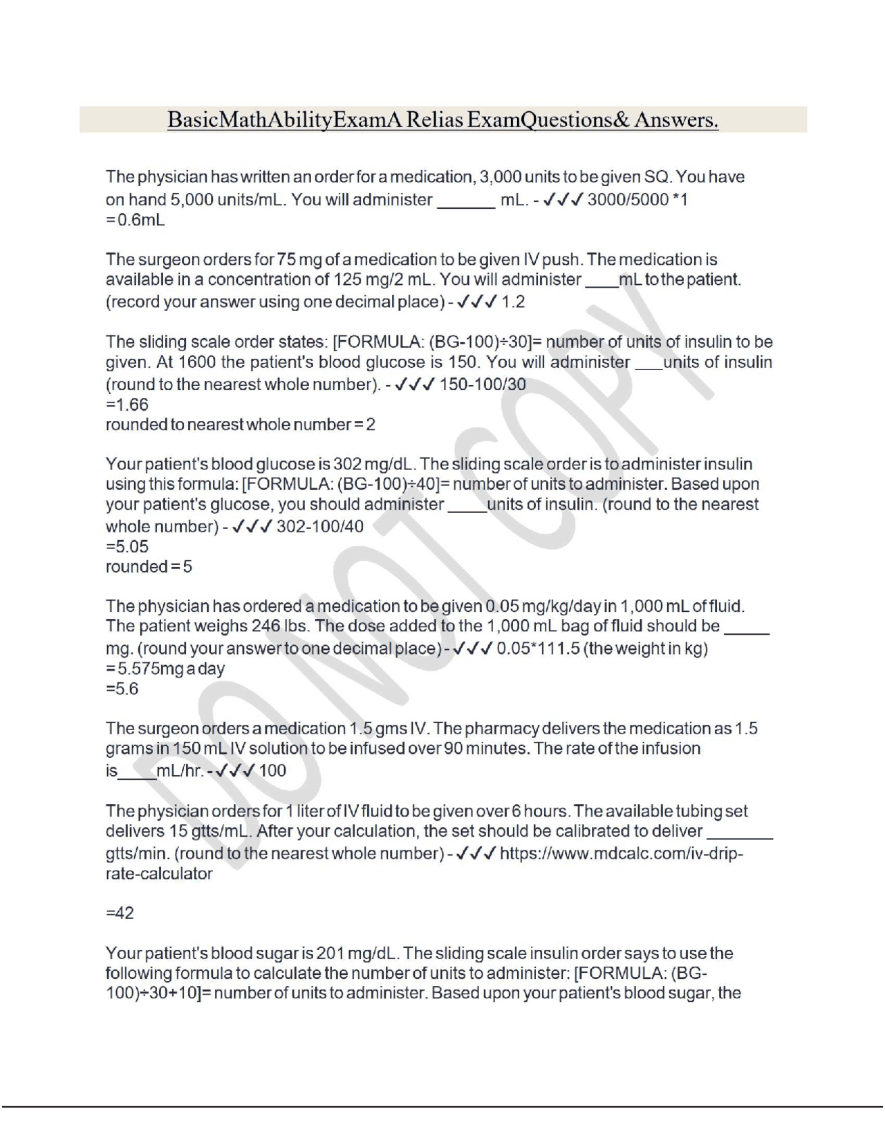 Basic Math Ability Exam A Relias Exam Questions& Answers. | Exams ...