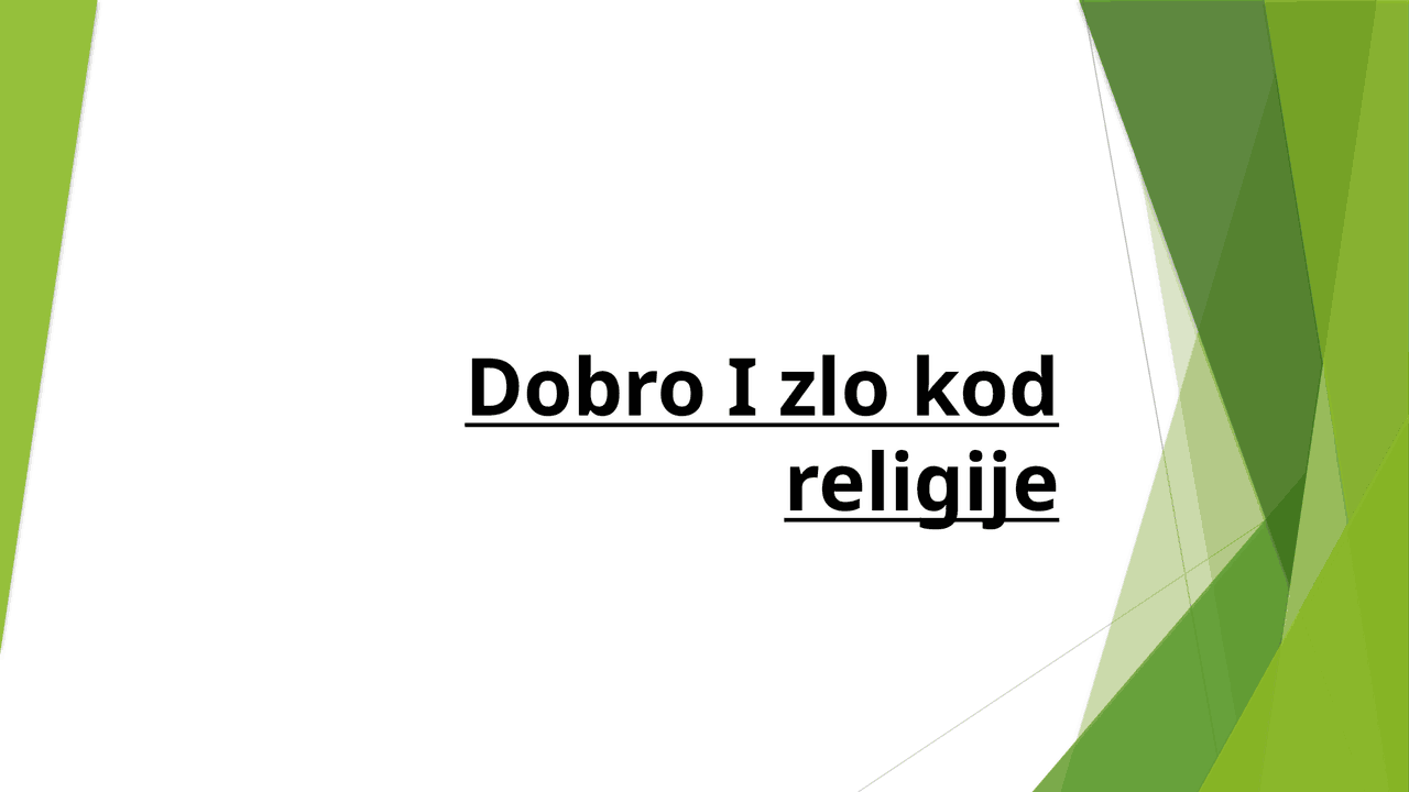 Dobro i zlo kod religija | Cheat Sheet International relations | Docsity
