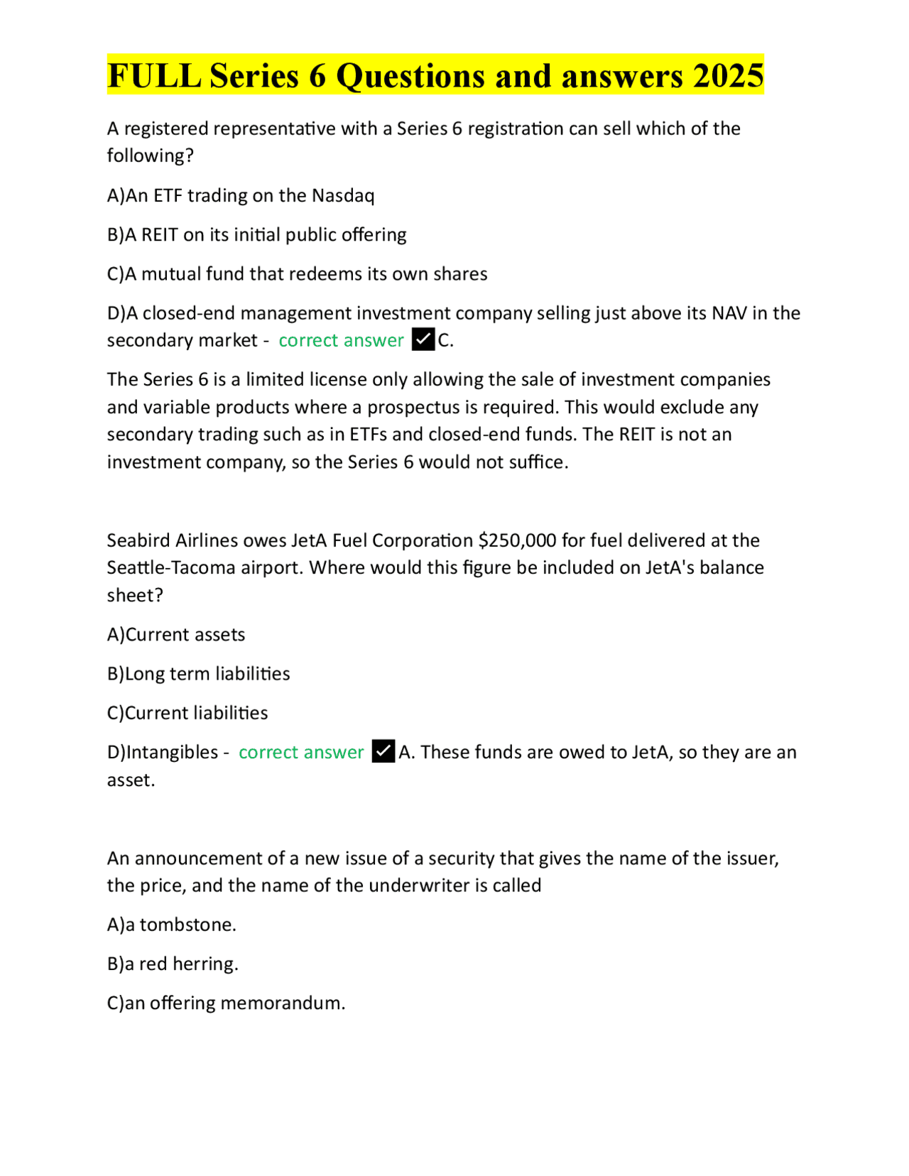 Series 6 Exam Prep: Questions and Answers for Investment Company ...