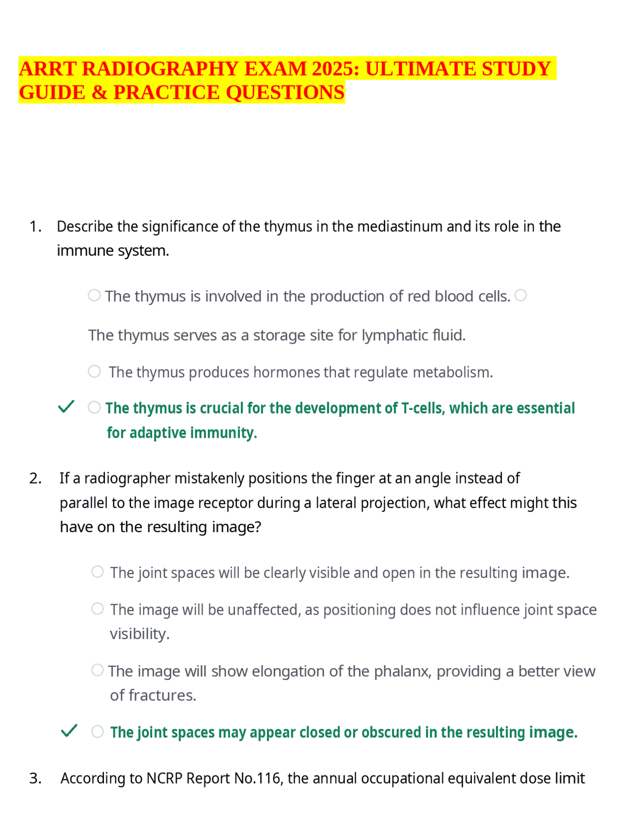 ARRT Radiography Exam 2025: Comprehensive Study Guide and Practice ...