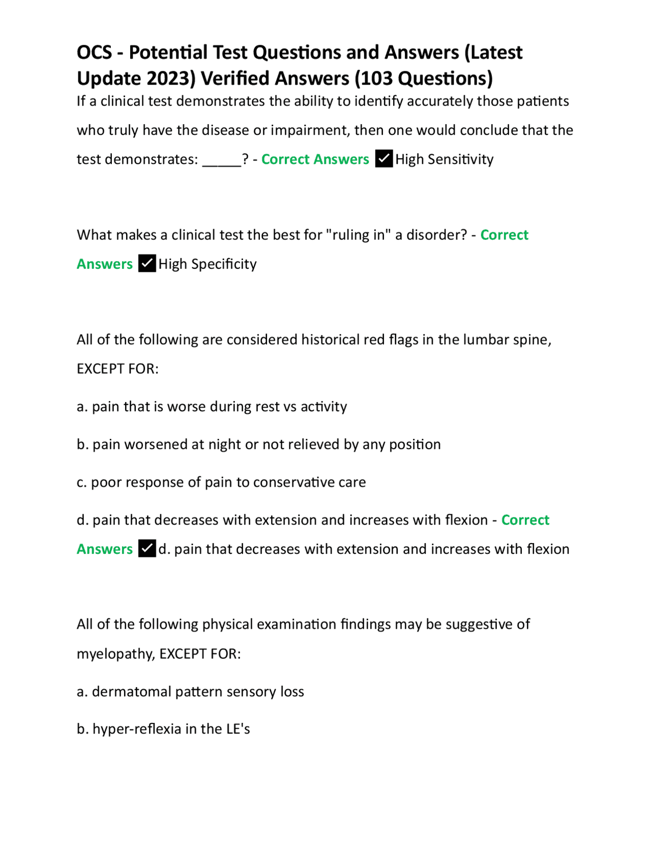 OCS - Potential Test Questions and Answers (Latest Update 2023 ...