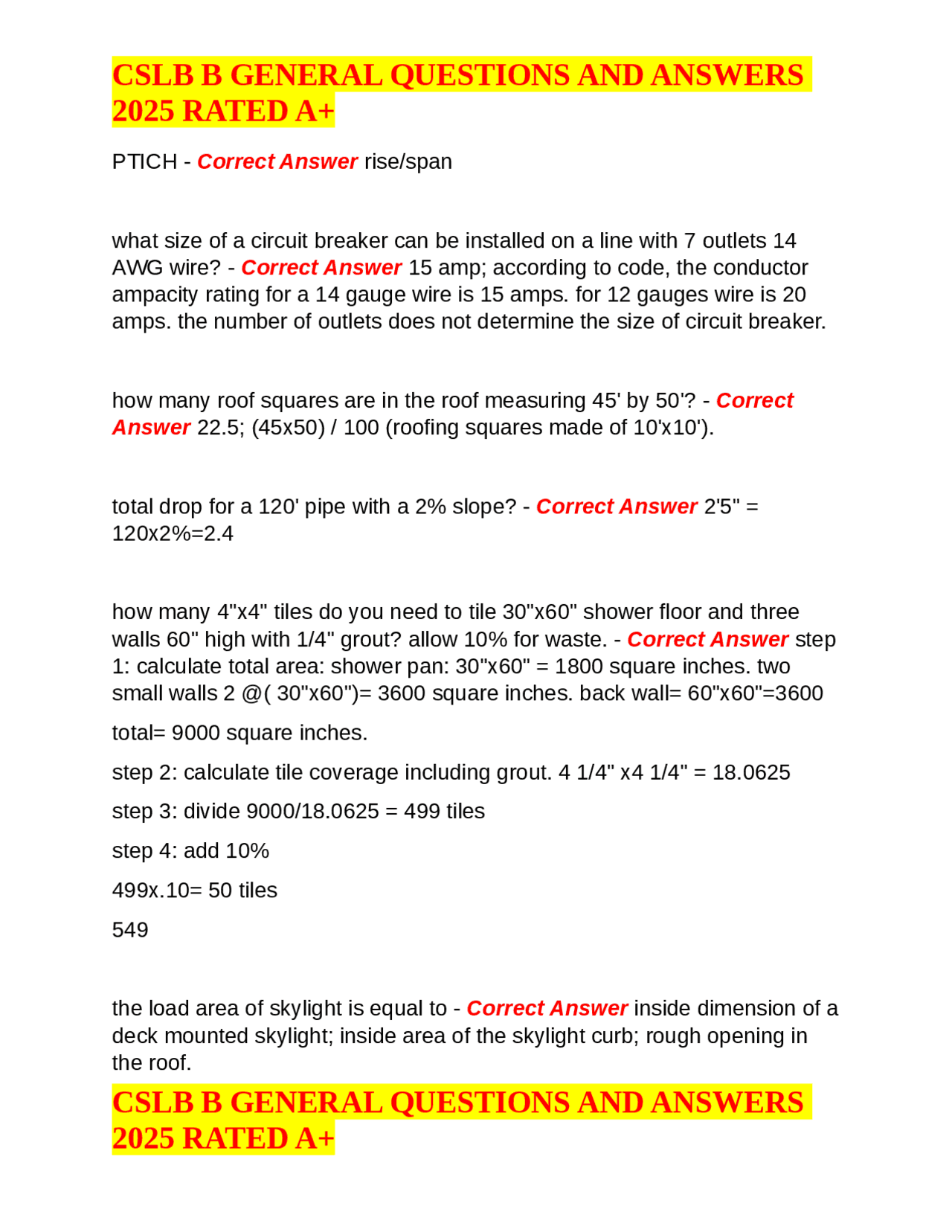 CSLB B General Contractor Exam Prep: Questions and Answers | Exercises ...