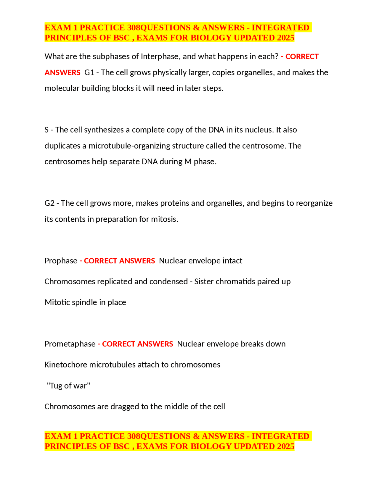 Cell Biology Exam Questions: Mitosis, Meiosis, Cell Cycle | Exercises ...