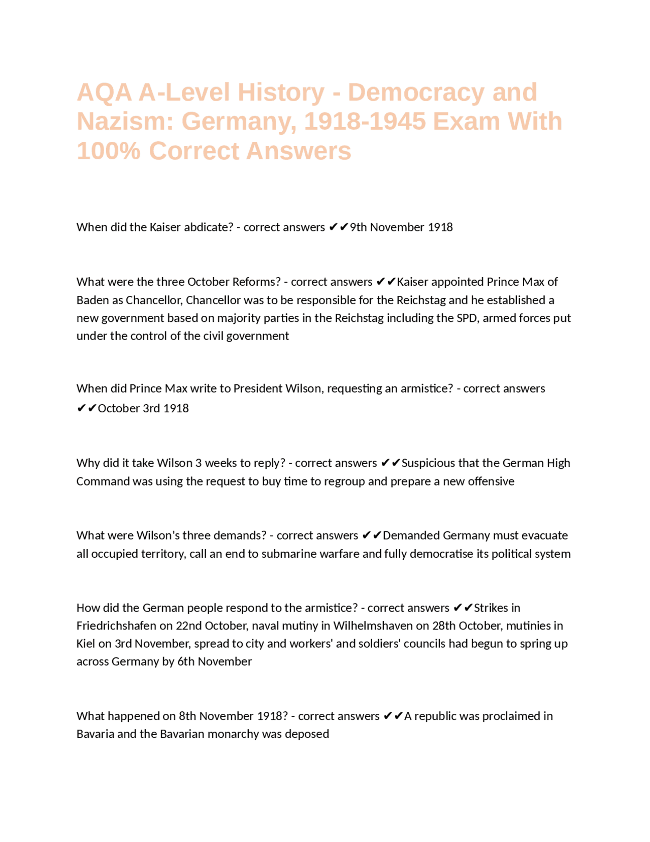AQA A-Level History - Democracy and Nazism: Germany, 1918-1945 Exam ...