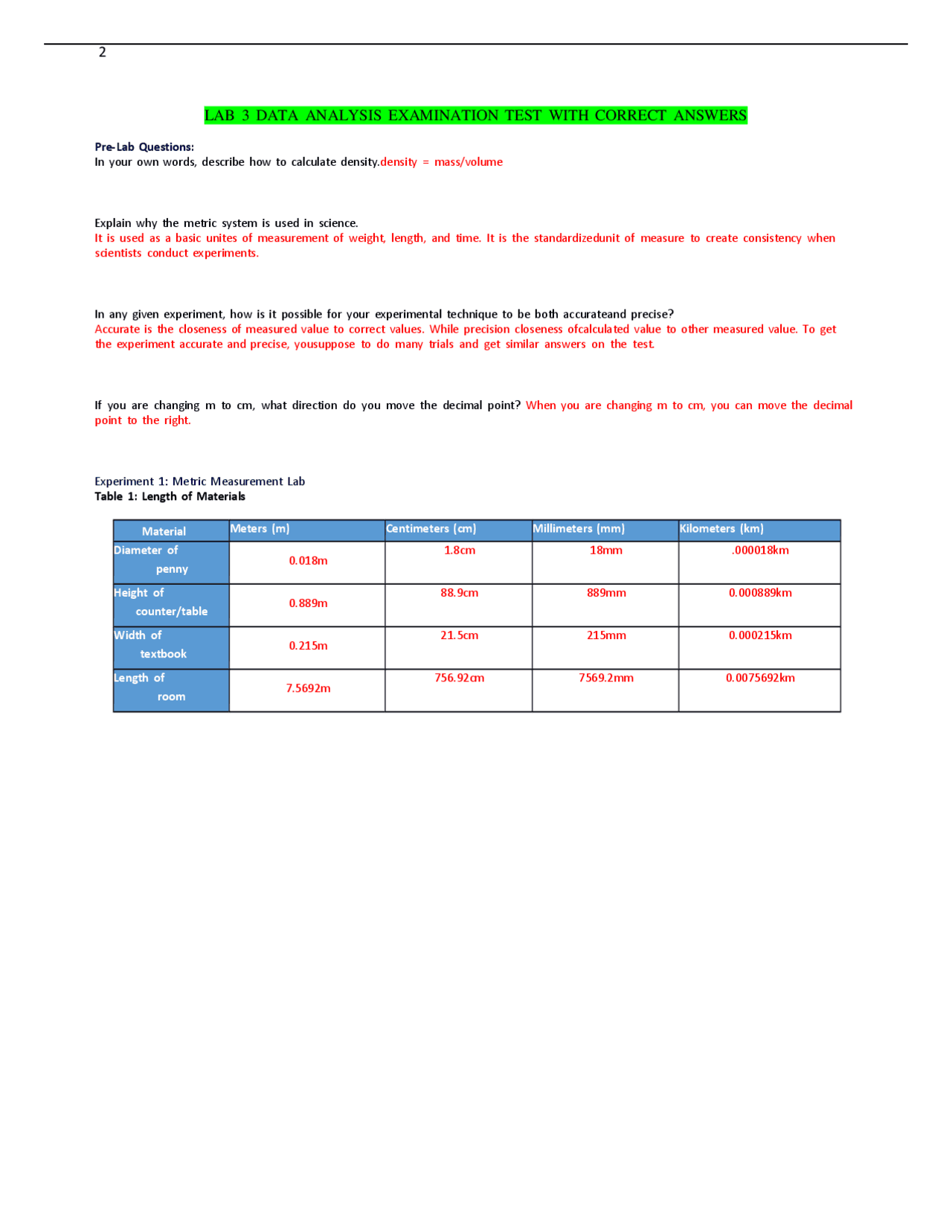 LAB 3 DATA ANALYSIS EXAMINATION TEST WITH CORRECT ANSWERS | Exams ...