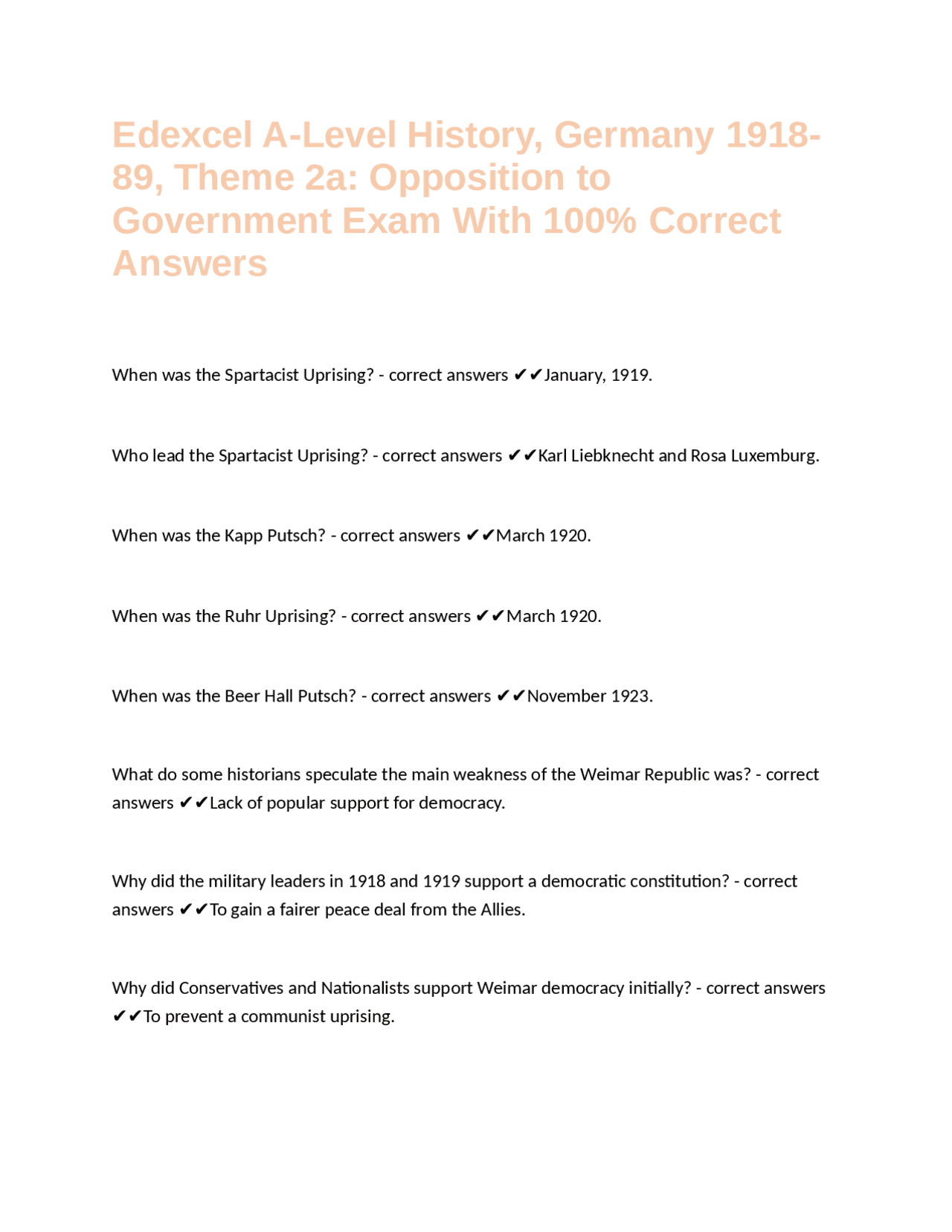 Edexcel A-Level History: Germany 1918-1939 - Opposition to Government ...