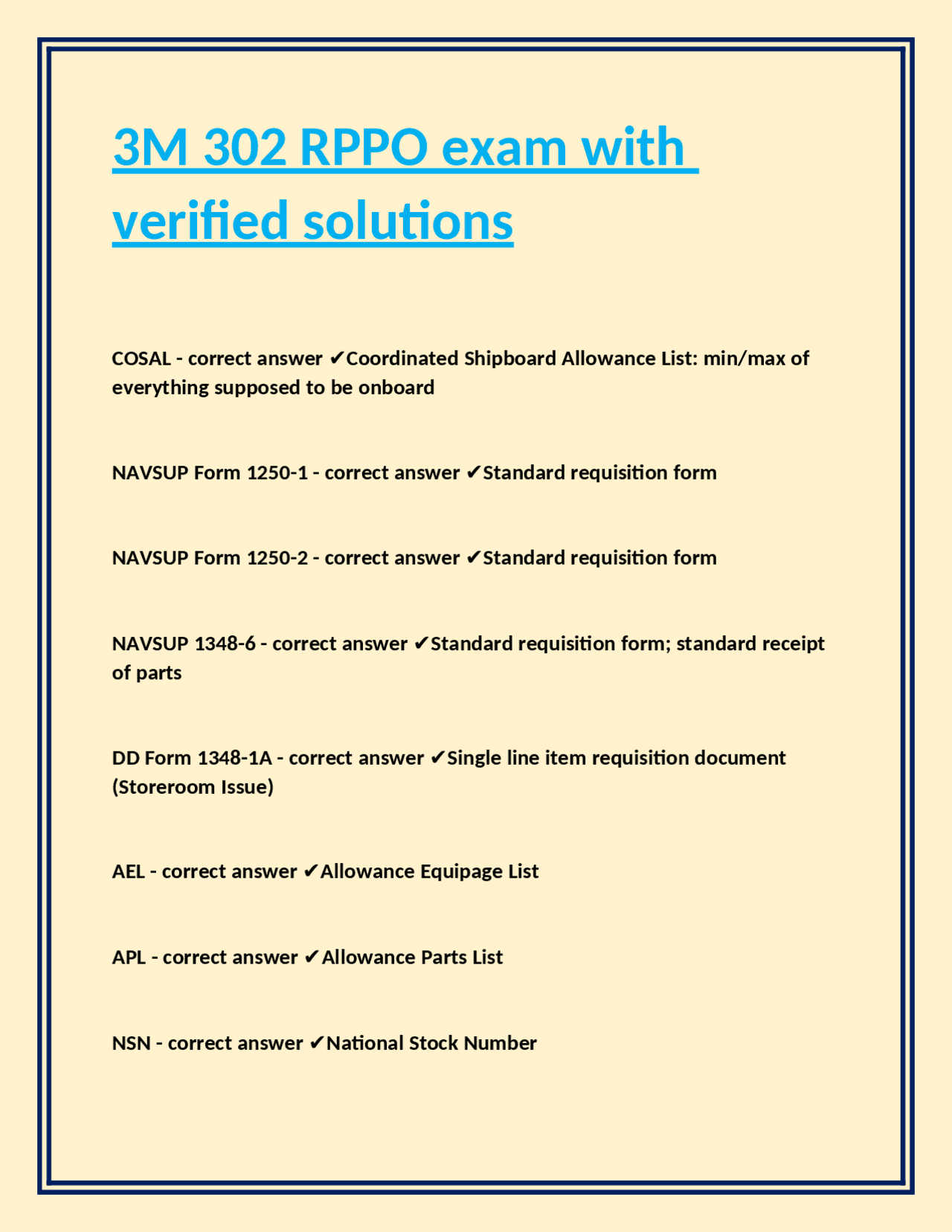 3M 302 RPPO Exam: A Comprehensive Guide to Navy Supply Codes and ...