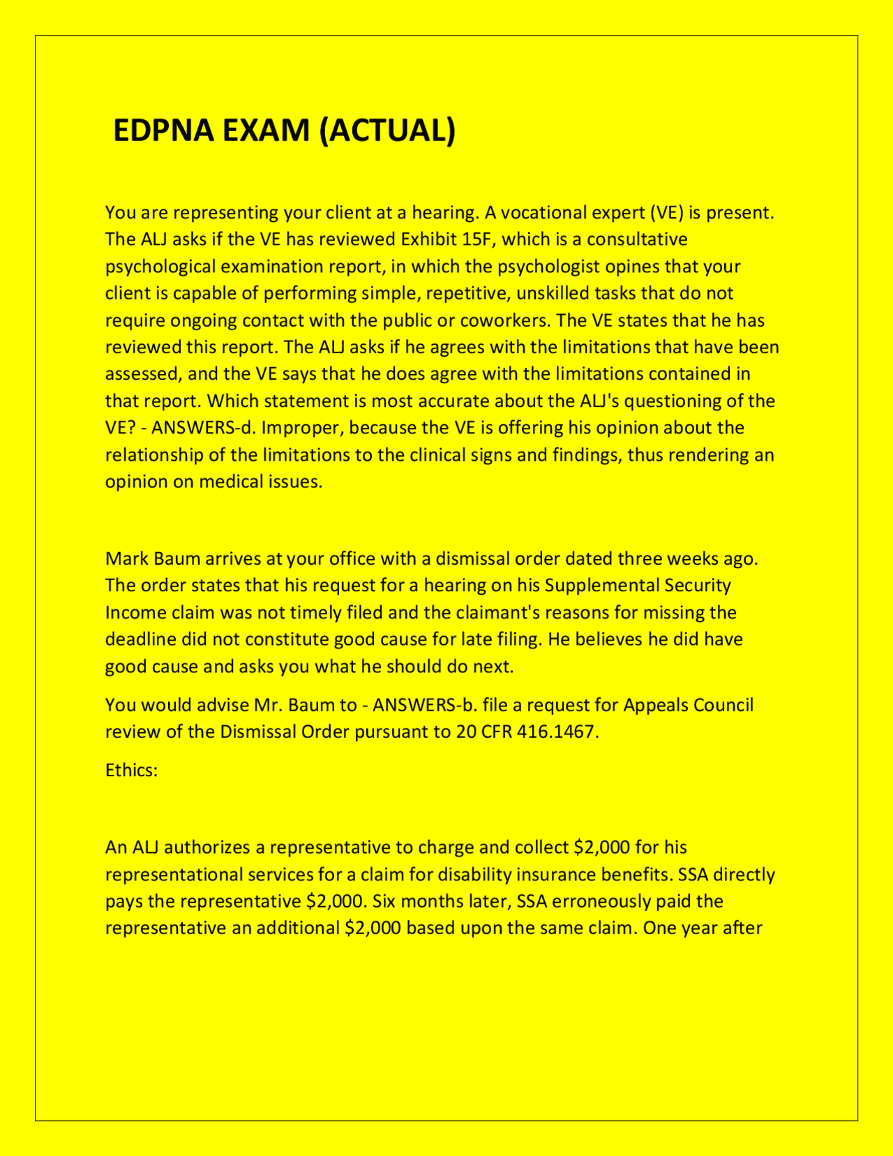 Social Security Disability Insurance: Practice Questions and Answers ...