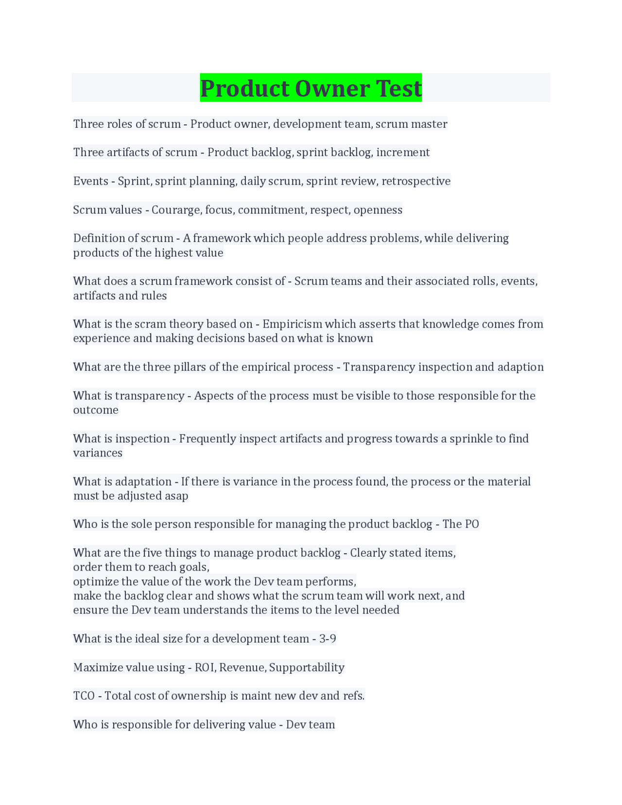 Product Owner Test Questions And Answers | Exams Advanced Education ...