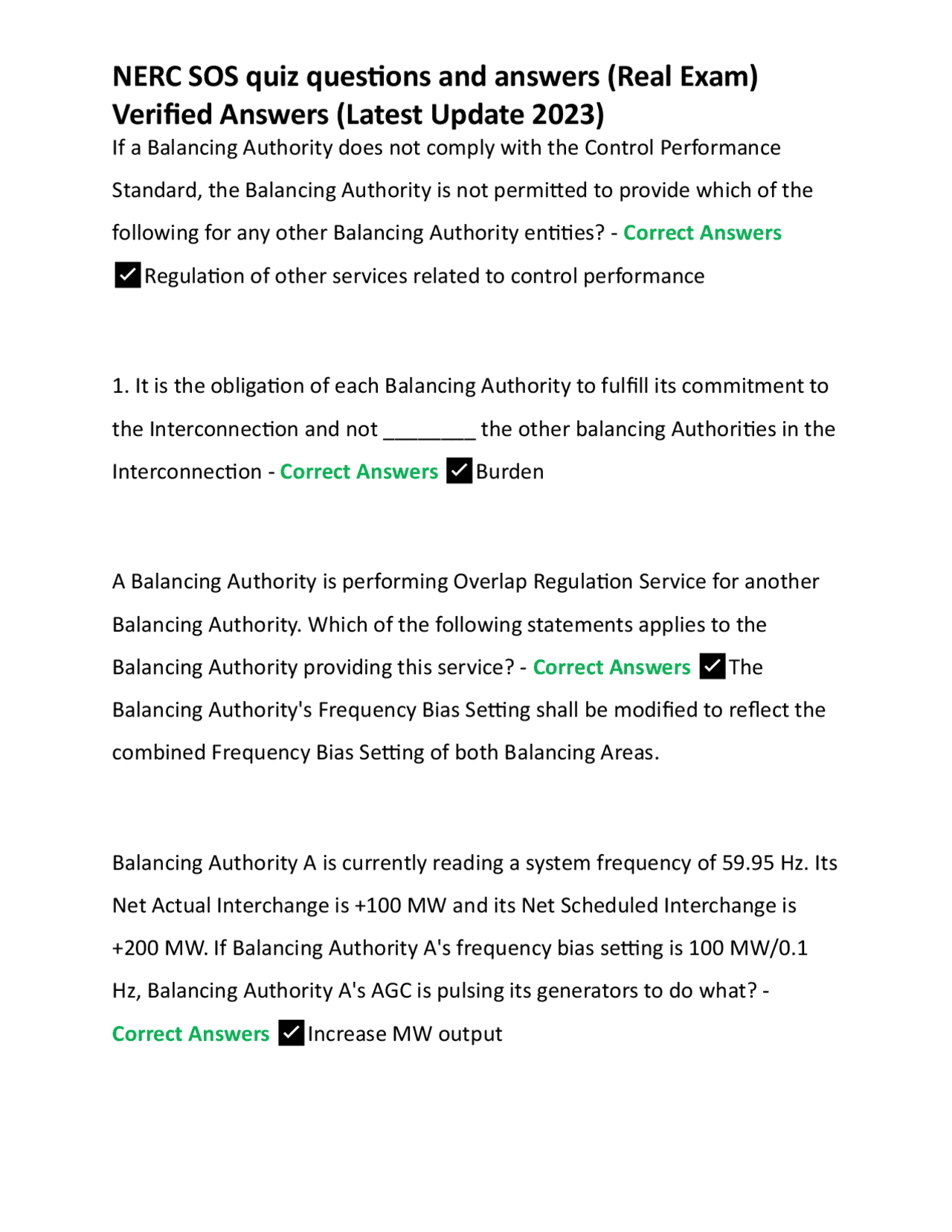 NERC SOS quiz questions and answers (Real Exam) Verified Answers ...