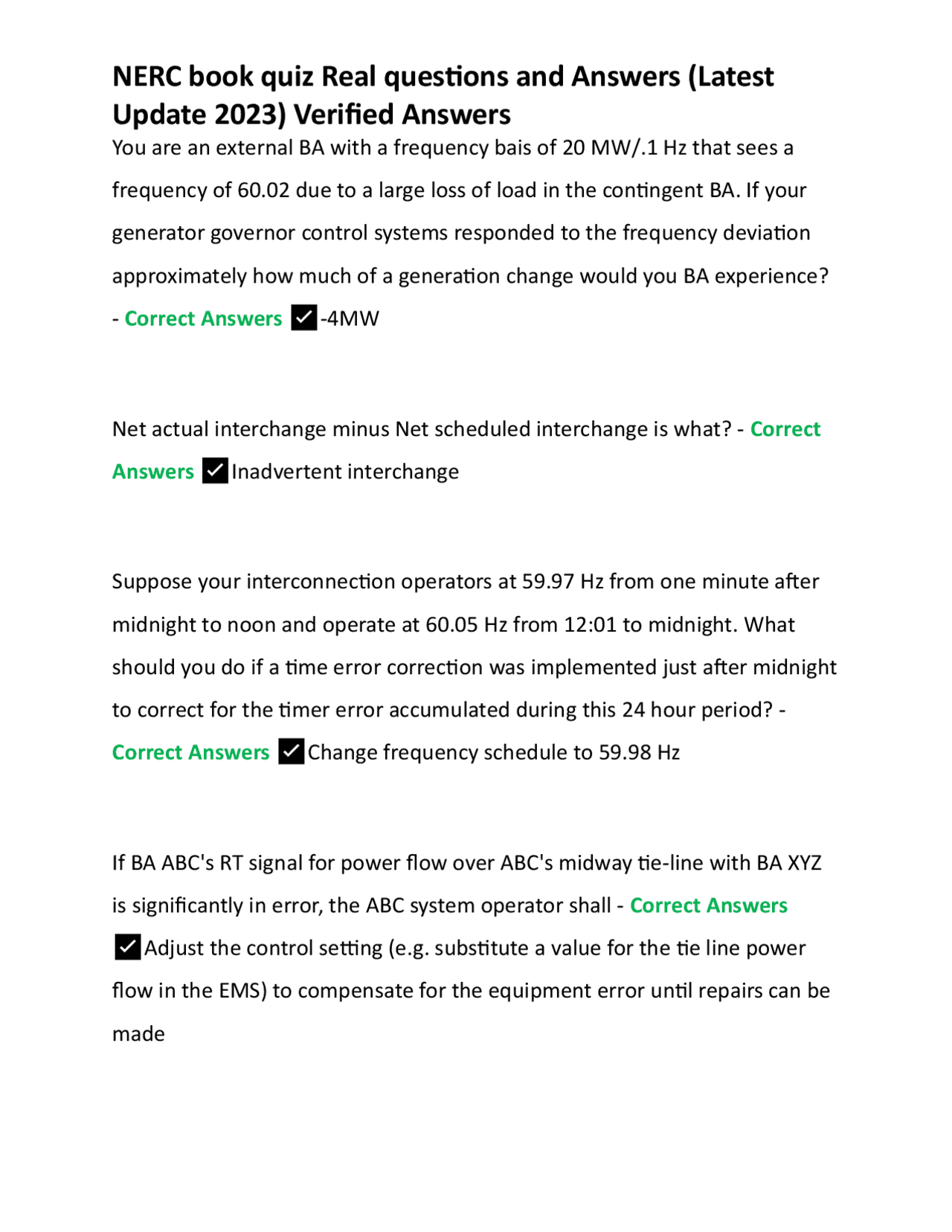NERC book quiz Real questions and Answers (Latest Update 2023) Verified ...