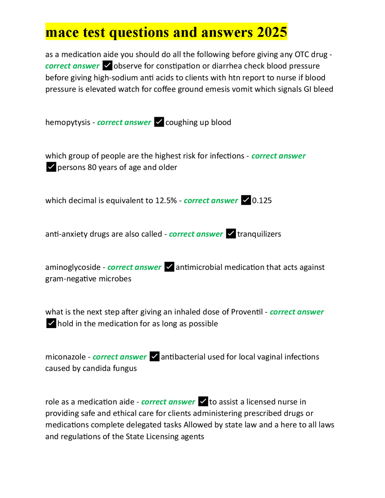 MACE Test Questions and Answers 2025: A Comprehensive Guide for ...
