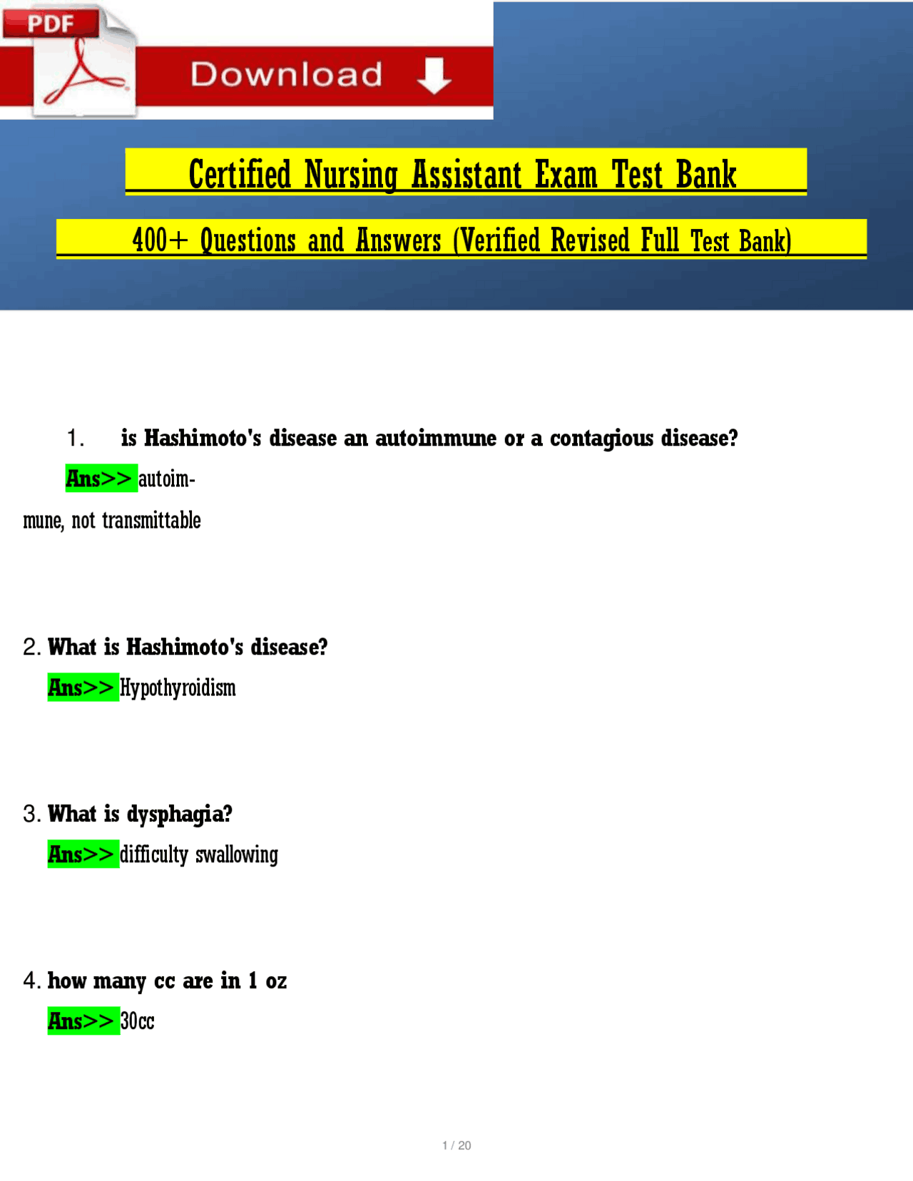 Certified Nursing Assistant (CNA) Exam Review: 400+ Questions and ...