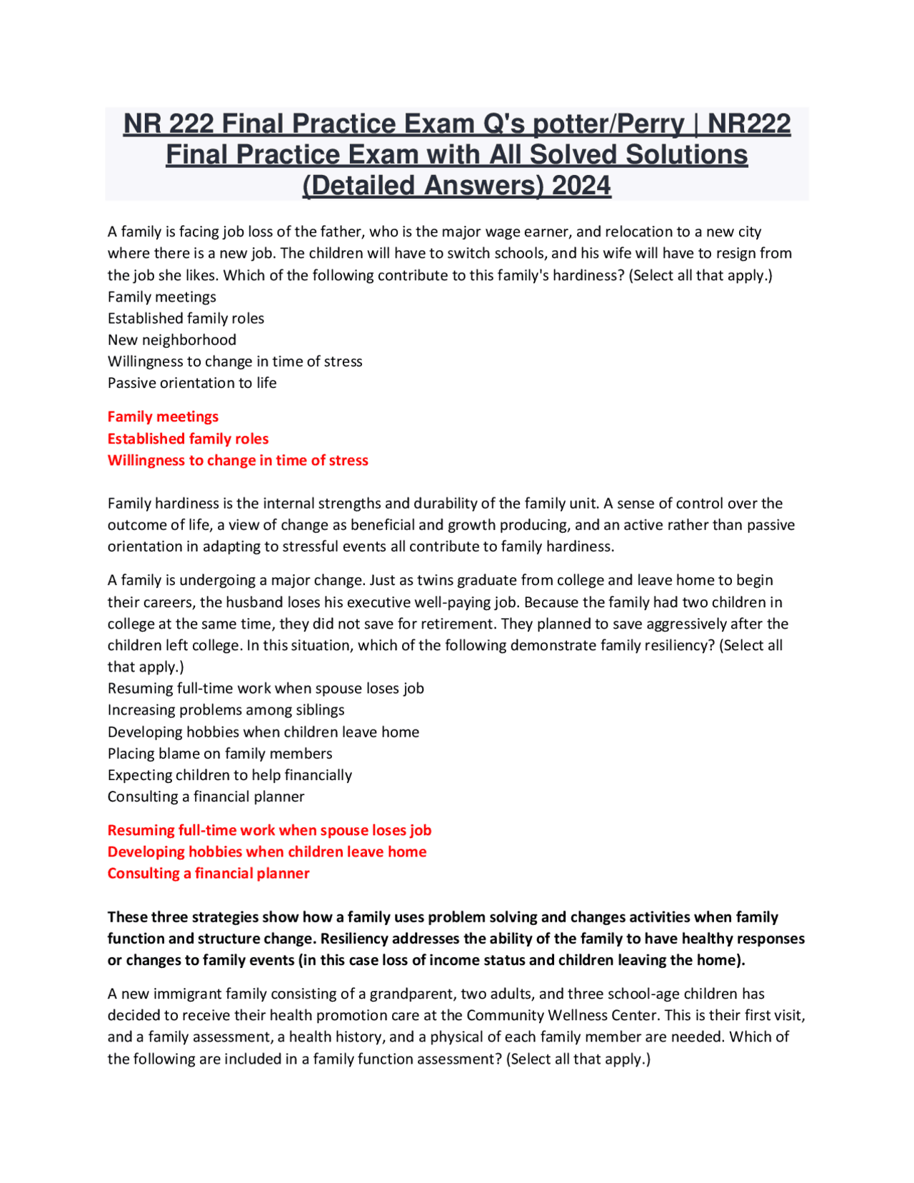 NR 222 Final Practice Exam Q's potter/Perry | NR222 Final Practice Exam with All Solved S ...