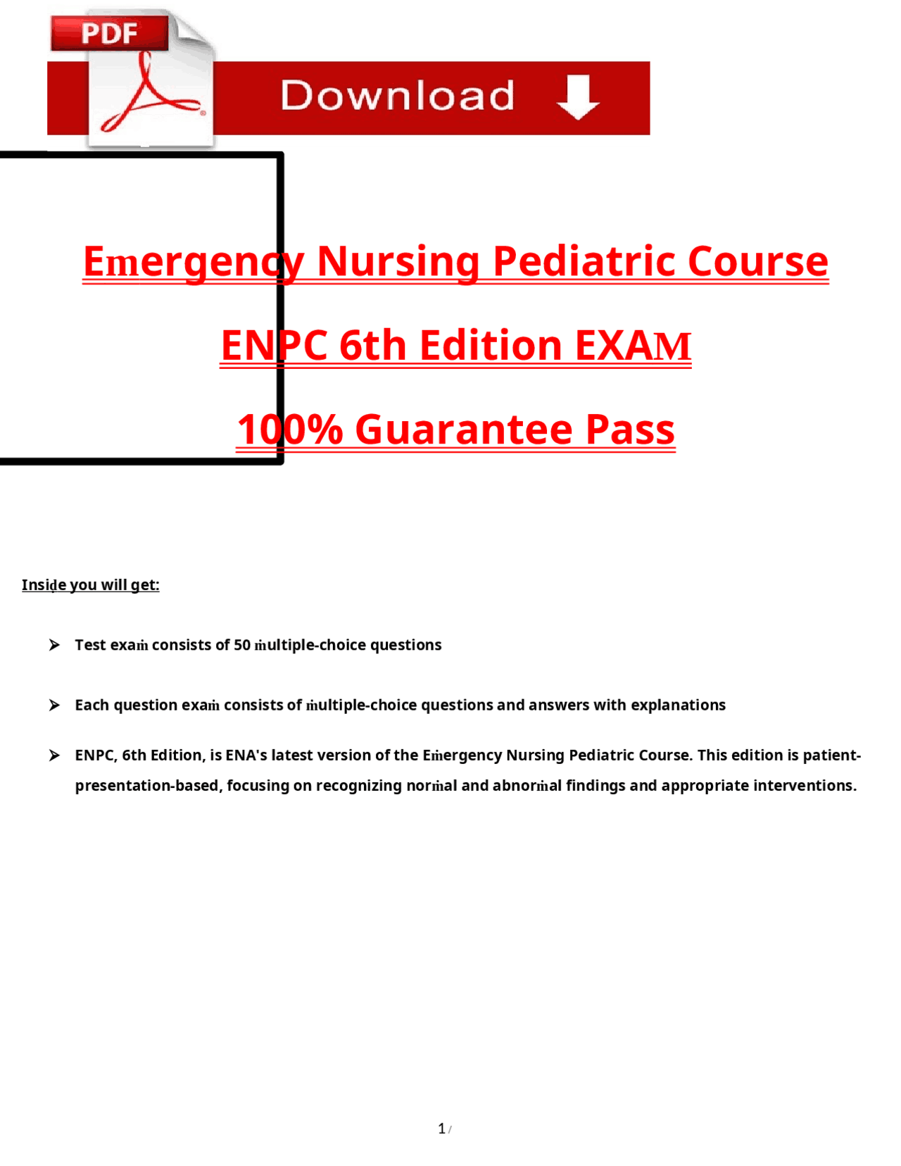 Emergency Nursing Pediatric Course ENPC 6th Edition EXAM tested ...
