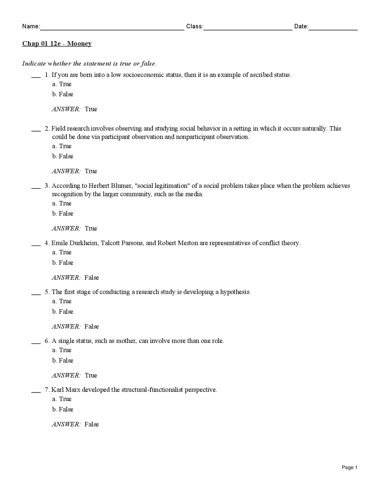 Understanding Social Problems 12th Edition Mooney, Clever, Test ...
