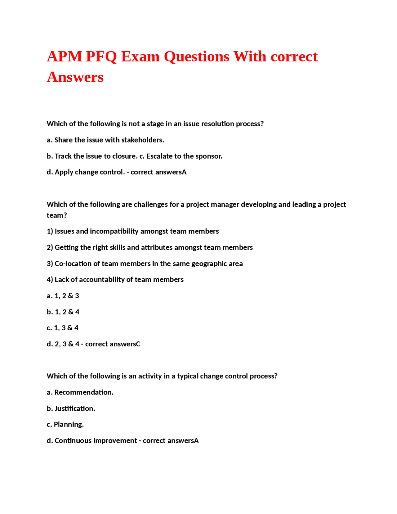 APM PFQ Exam Questions and Answers: A Comprehensive Guide to Project ...