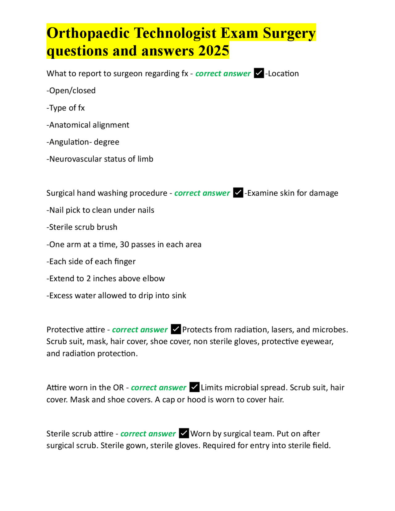 Orthopedic Technologist Exam: Surgery Questions and Answers | Exams ...