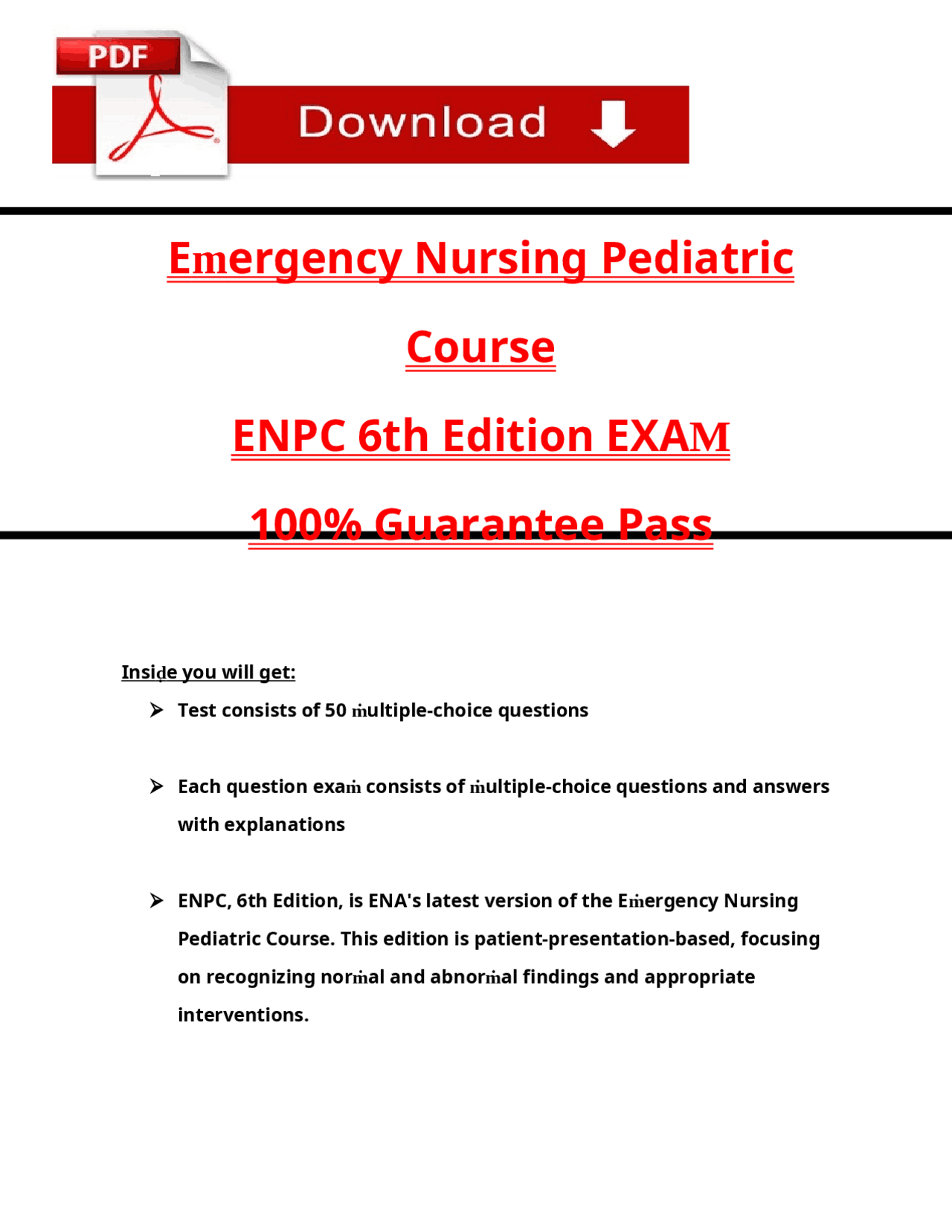 Emergency Nursing Pediatric Course ENPC 6th Edition EXAM tested ...