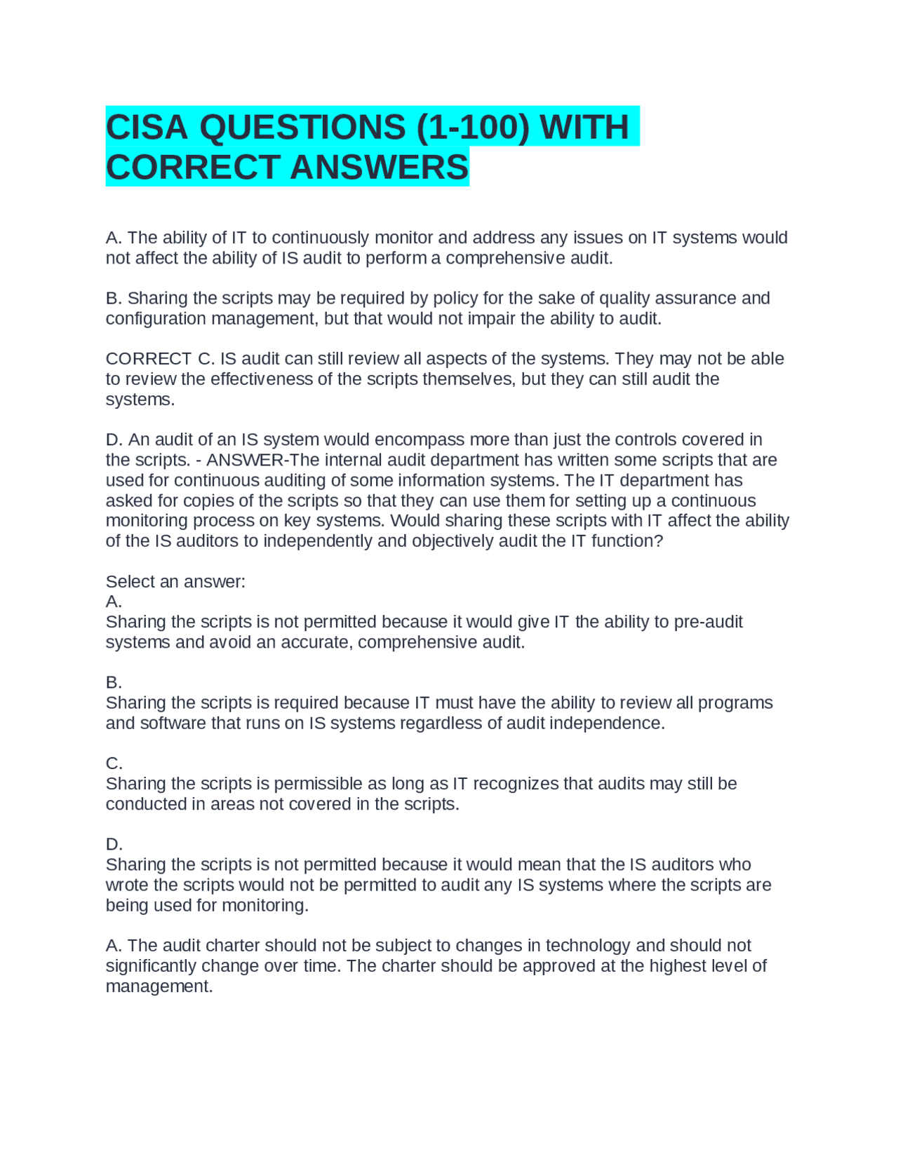 CISA Questions and Answers: A Comprehensive Guide to IS Auditing ...