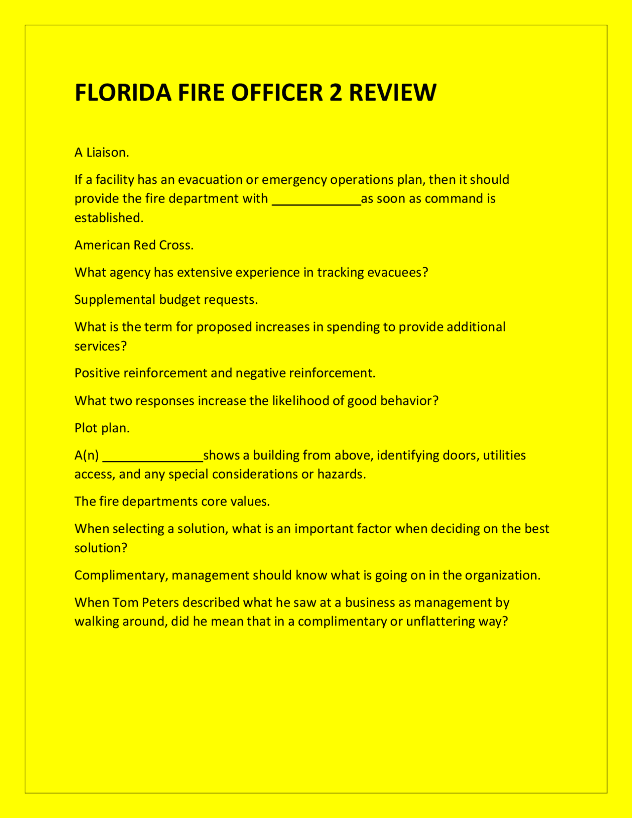 FLORIDA FIRE OFFICER 2 REVIEW QUESTIONS AND ANSWERS 2025 | Exams Safety ...