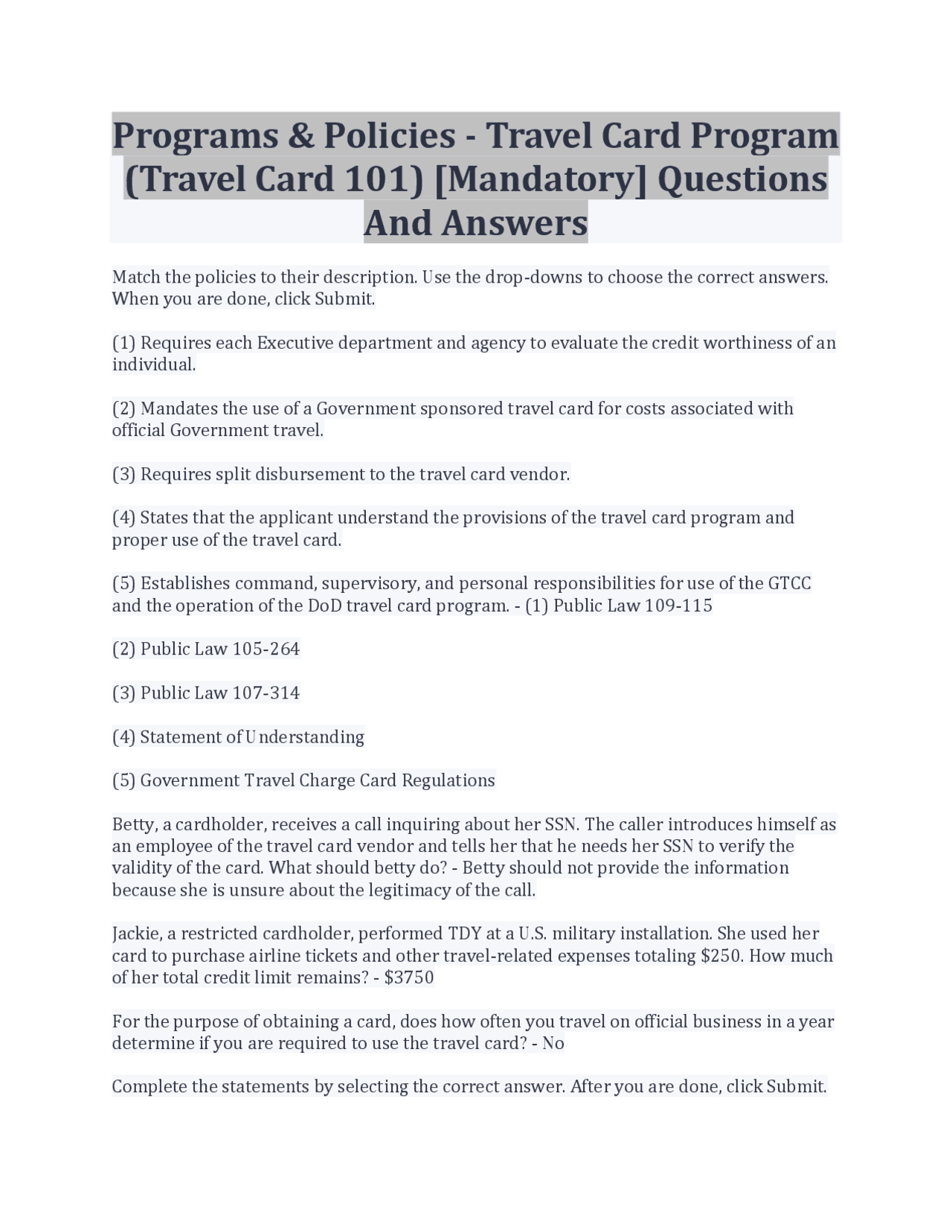 Programs & Policies - Travel Card Program (Travel Card 101) [Mandatory ...