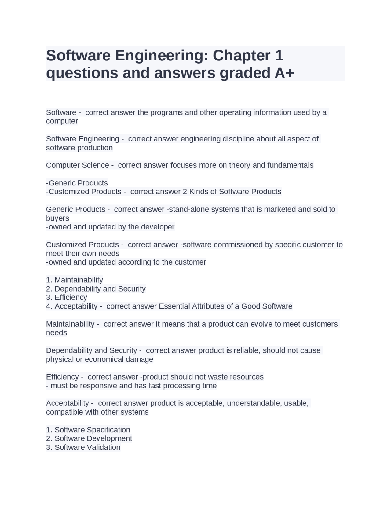 Software Engineering Chapter 1 questions and answers graded A+.docx ...