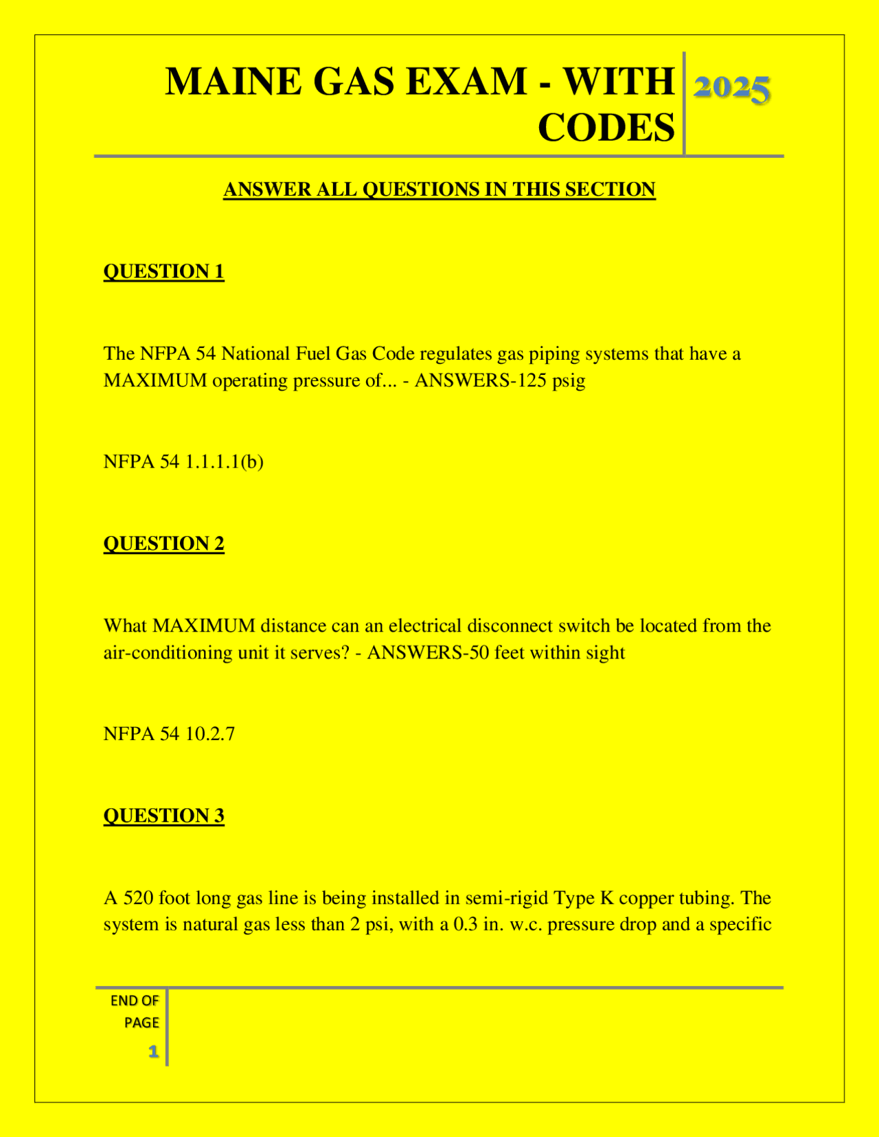 MAINE GAS EXAM - WITH CODES QUESTIONS AND ANSWERS 2025 | Exams Advanced ...