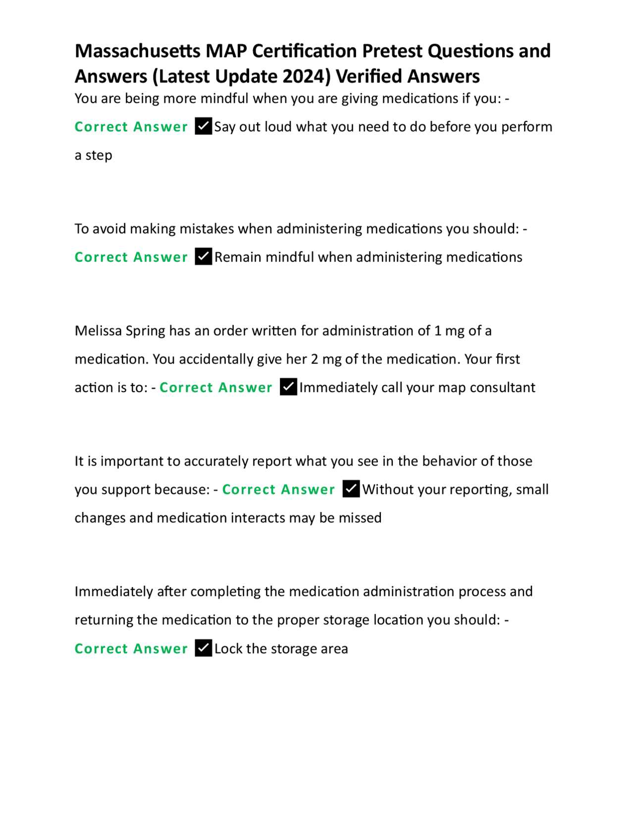 Massachusetts MAP Certification Pretest Questions and Answers (Latest ...
