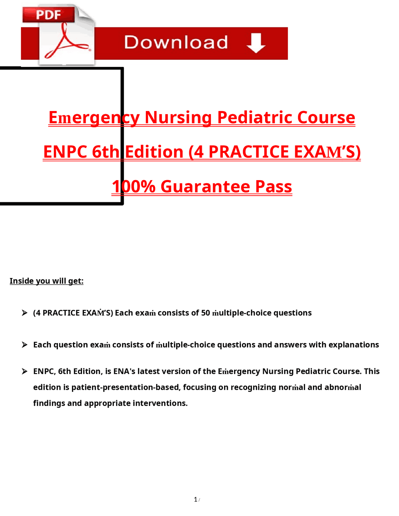Emergency Nursing Pediatric Course ENPC 6th Edition (4 PRACTICE EXAM’S ...