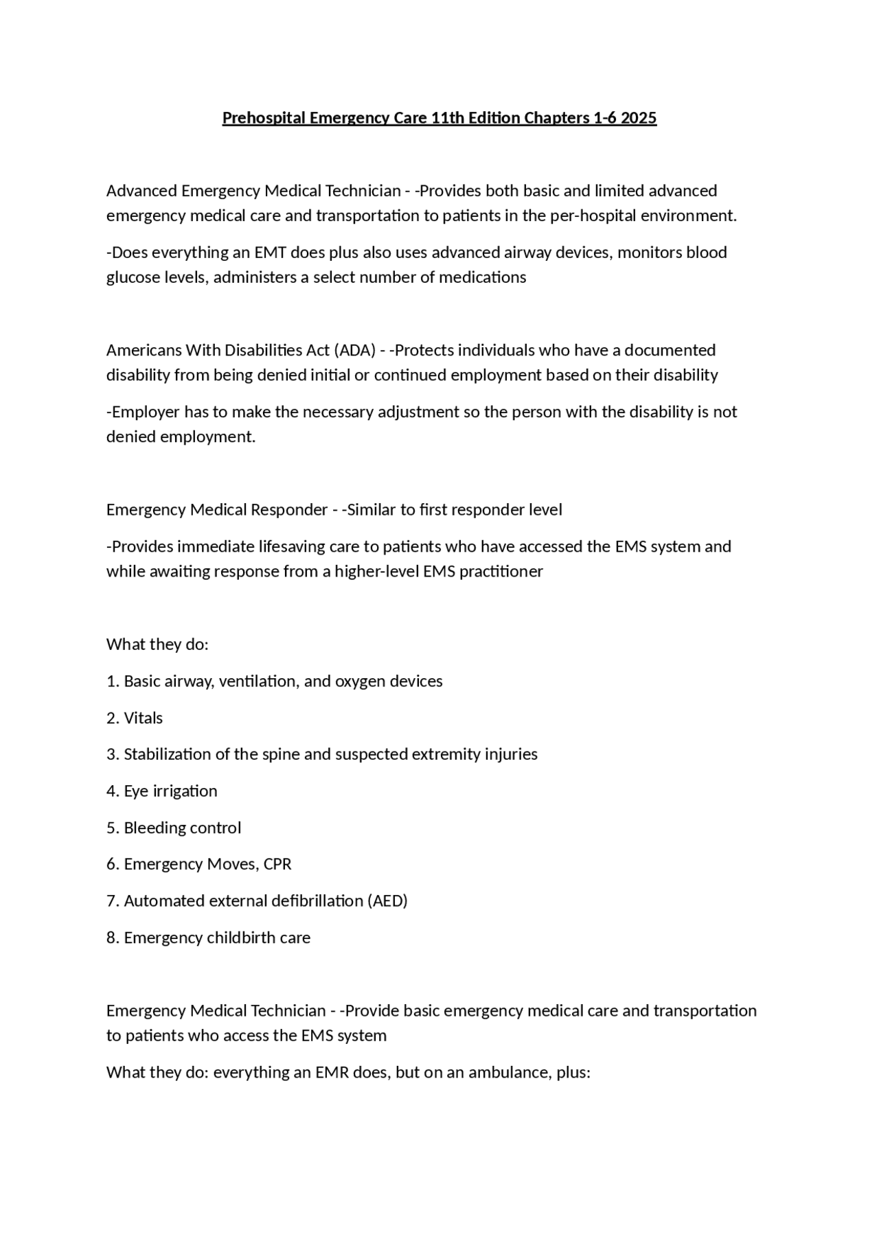 Prehospital Emergency Care 11th Edition Chapters 1-6 2025 | Exams ...