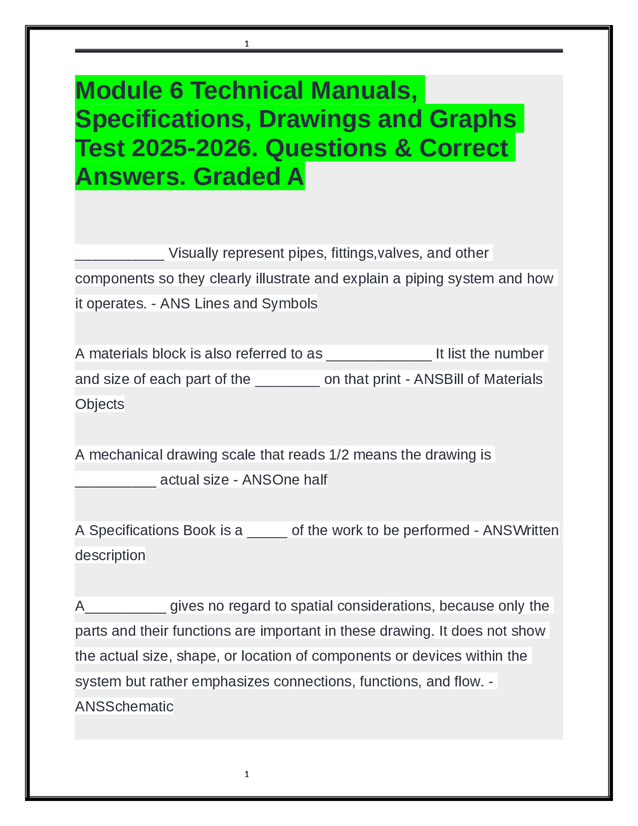 Technical Drawings, Manuals, and Specifications: A Q&A Guide | Exams ...