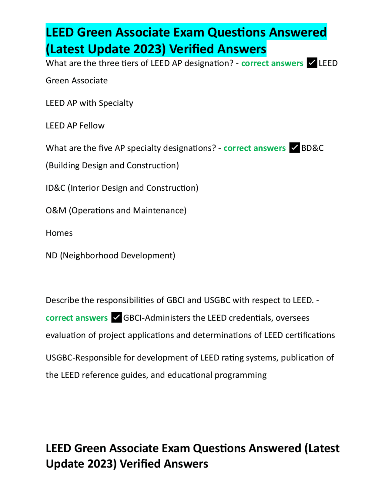 LEED Green Associate Exam Questions and Answers: A Comprehensive Guide ...