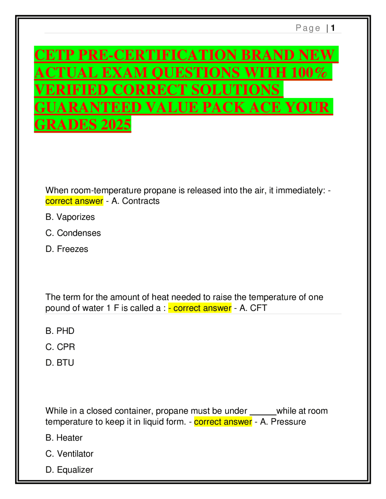 CETP PRE-CERTIFICATION BRAND NEW ACTUAL EXAM QUESTIONS WITH 100% VERIFIED CORRECT SOLUTION ...