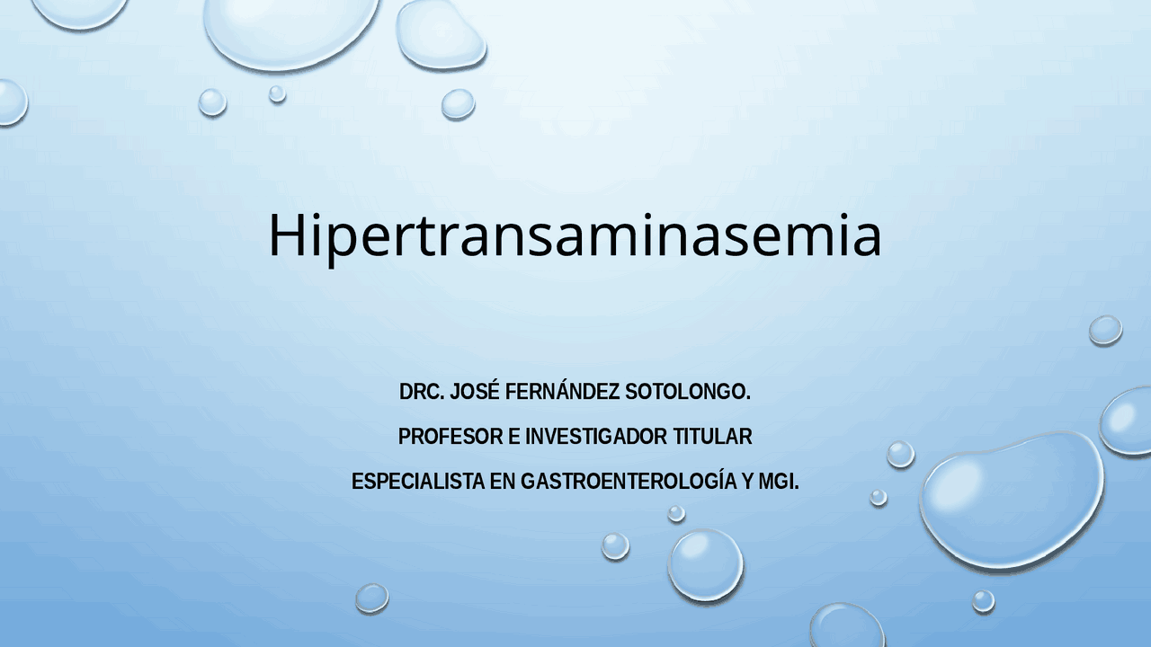 HIPERTRANSAMINASEMIA | Summaries History | Docsity