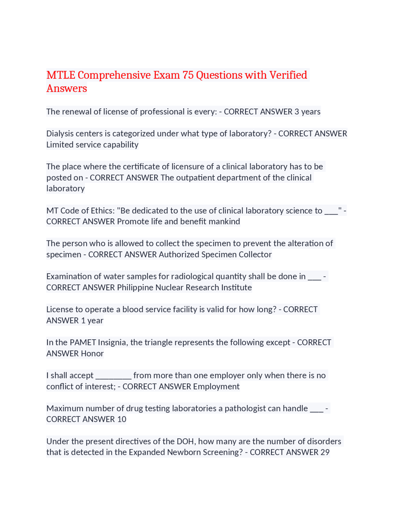 MTLE Comprehensive Exam 75 Questions with Verified Answers,100% CORRECT ...