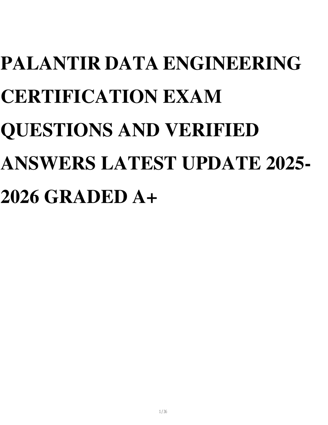 PALANTIR DATA ENGINEERING CERTIFICATION EXAM QUESTIONS AND VERIFIED ...