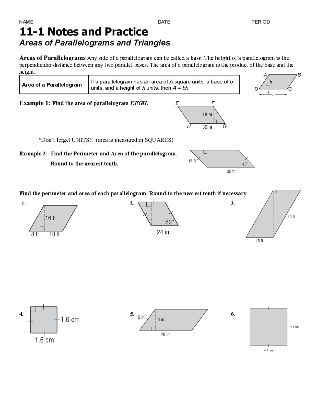 Chapter 11 notes for Geometry | Study notes Geometry | Docsity