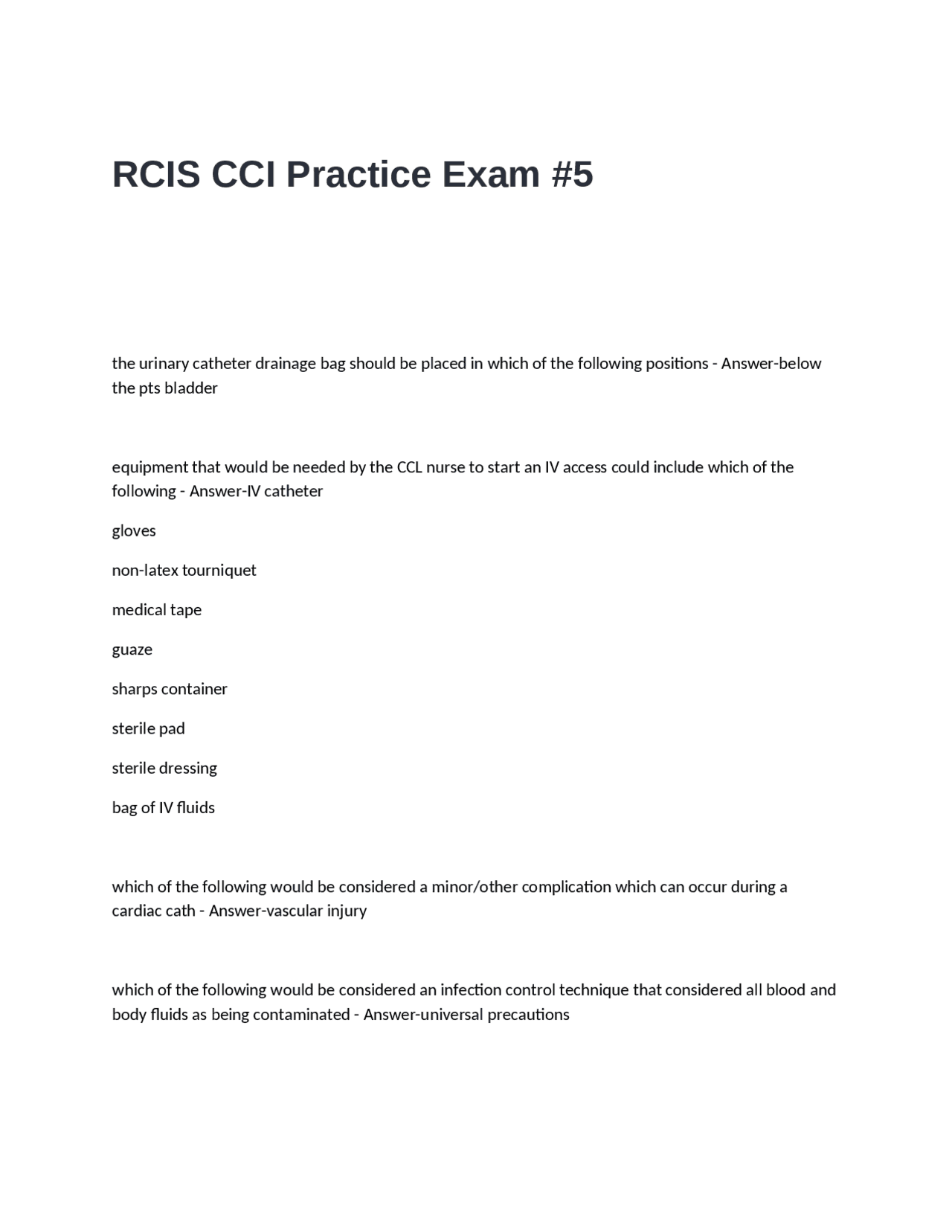 RCIS CCI Practice Exam #5 Questions and Answers | Exams Nursing | Docsity