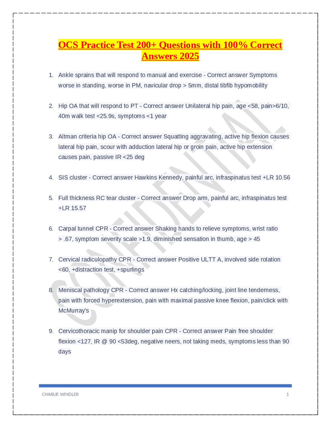 OCS Practice Test 200+ Questions with 100% Correct Answers 2025 | Exams ...