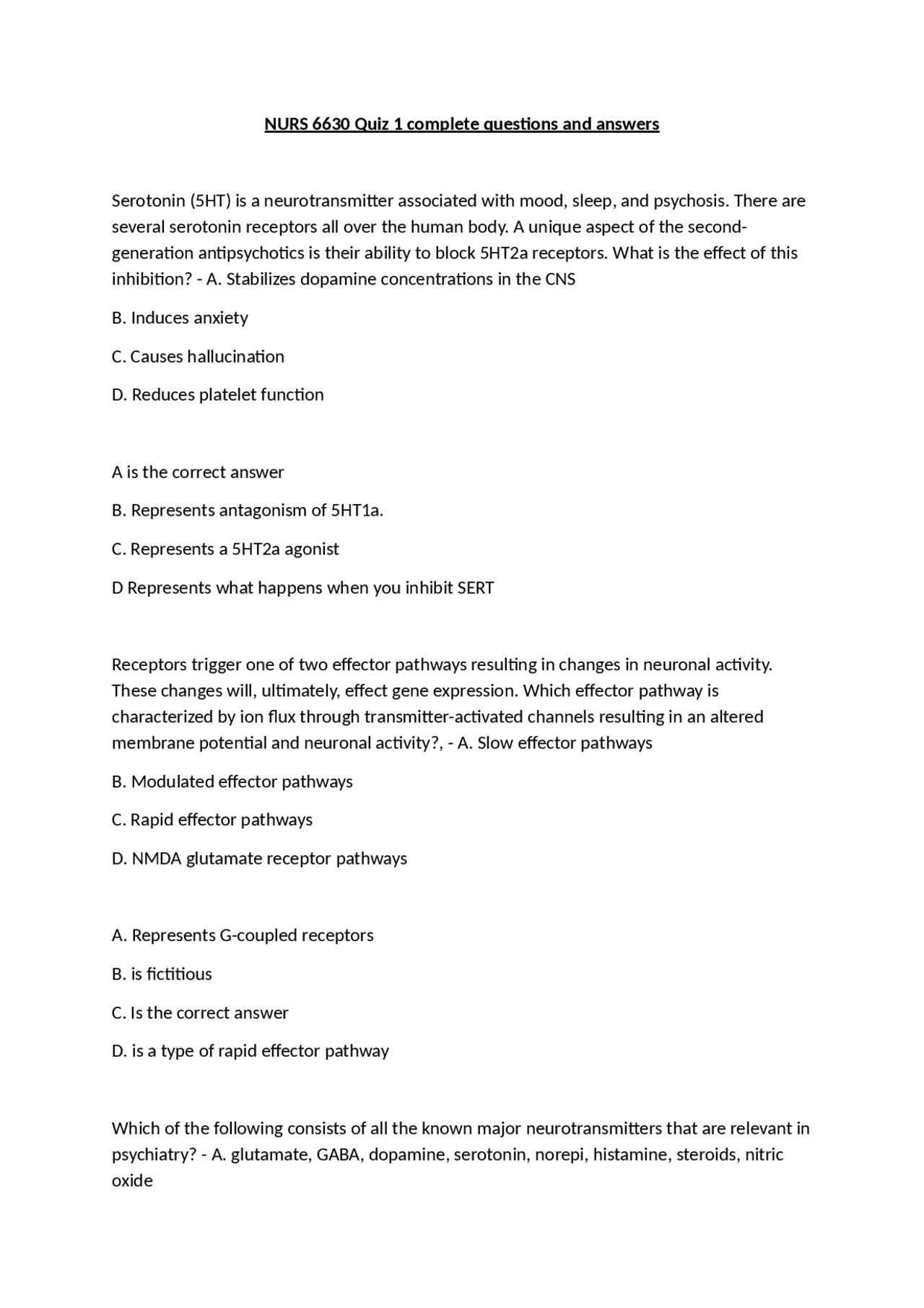 Neuroscience Quiz: Neurotransmitters, Receptors, Brain | Exams Advanced ...