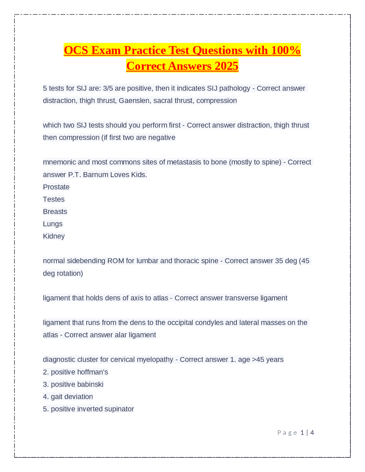 OCS Exam Practice Test Questions with 100% Correct Answers 2025 | Exams ...