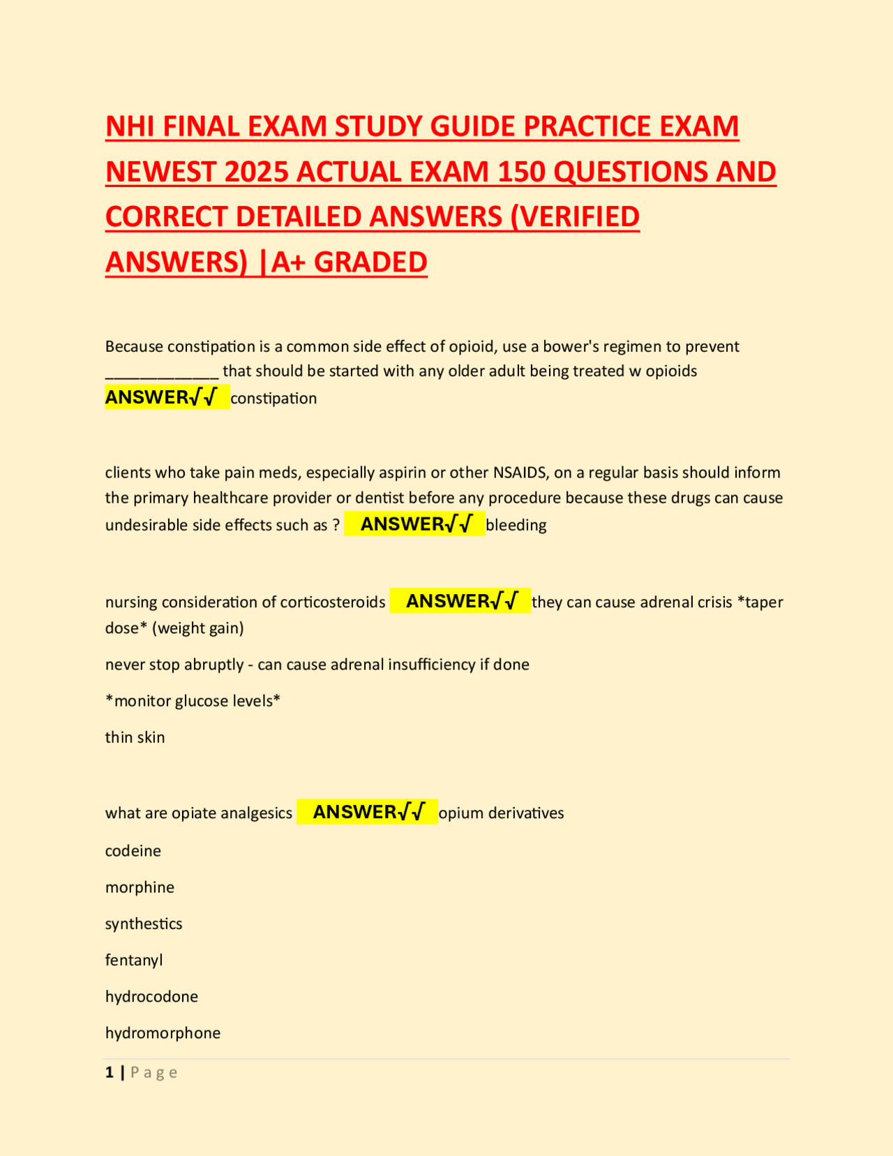 NHI FINAL EXAM STUDY GUIDE PRACTICE EXAM NEWEST 2025 ACTUAL EXAM 150 ...
