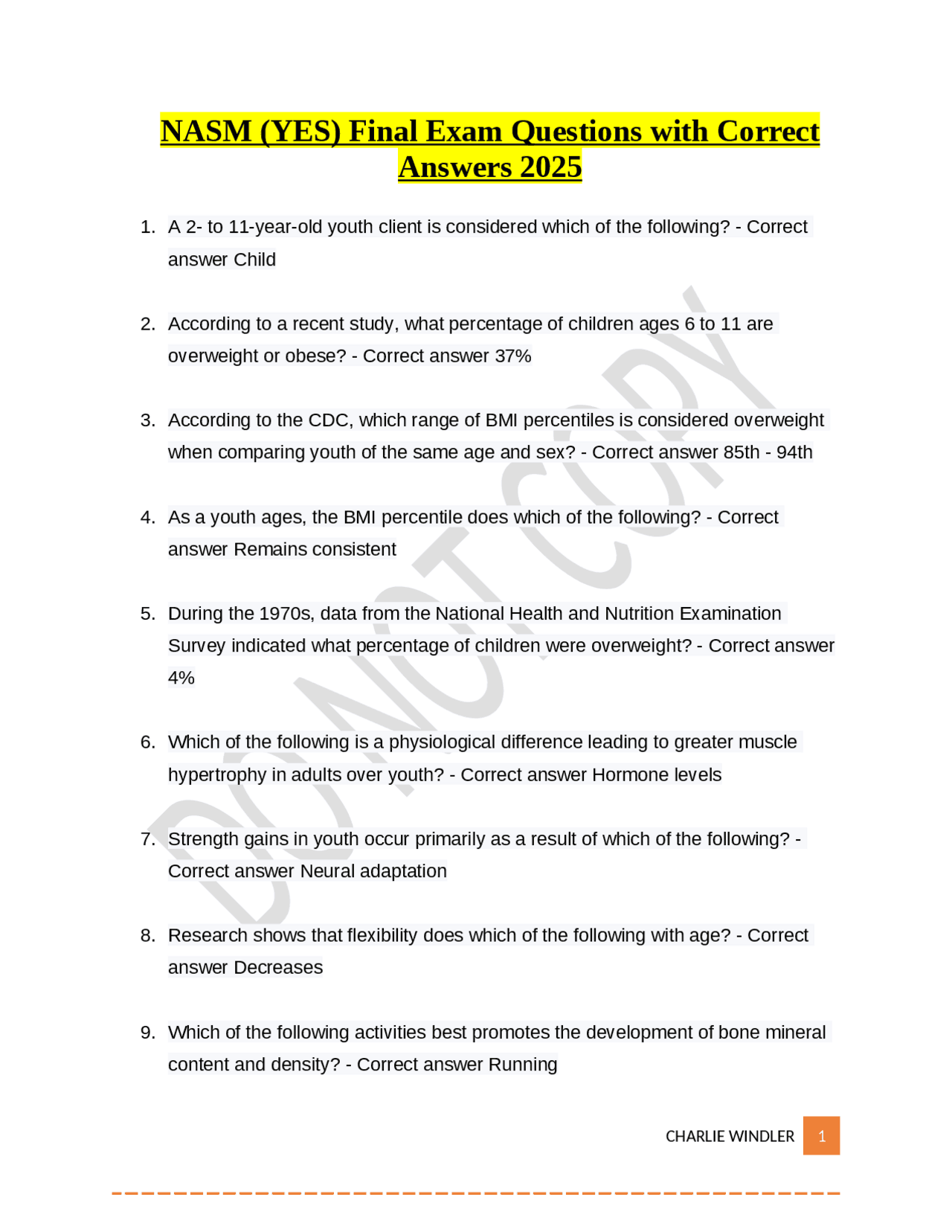 NASM (YES) Final Exam Questions with Correct Answers 2025 | Exams ...