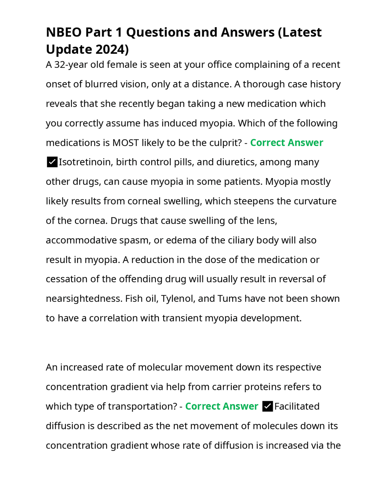 NBEO Part 1 Questions and Answers (Latest Update 2024) | Exams Nursing ...